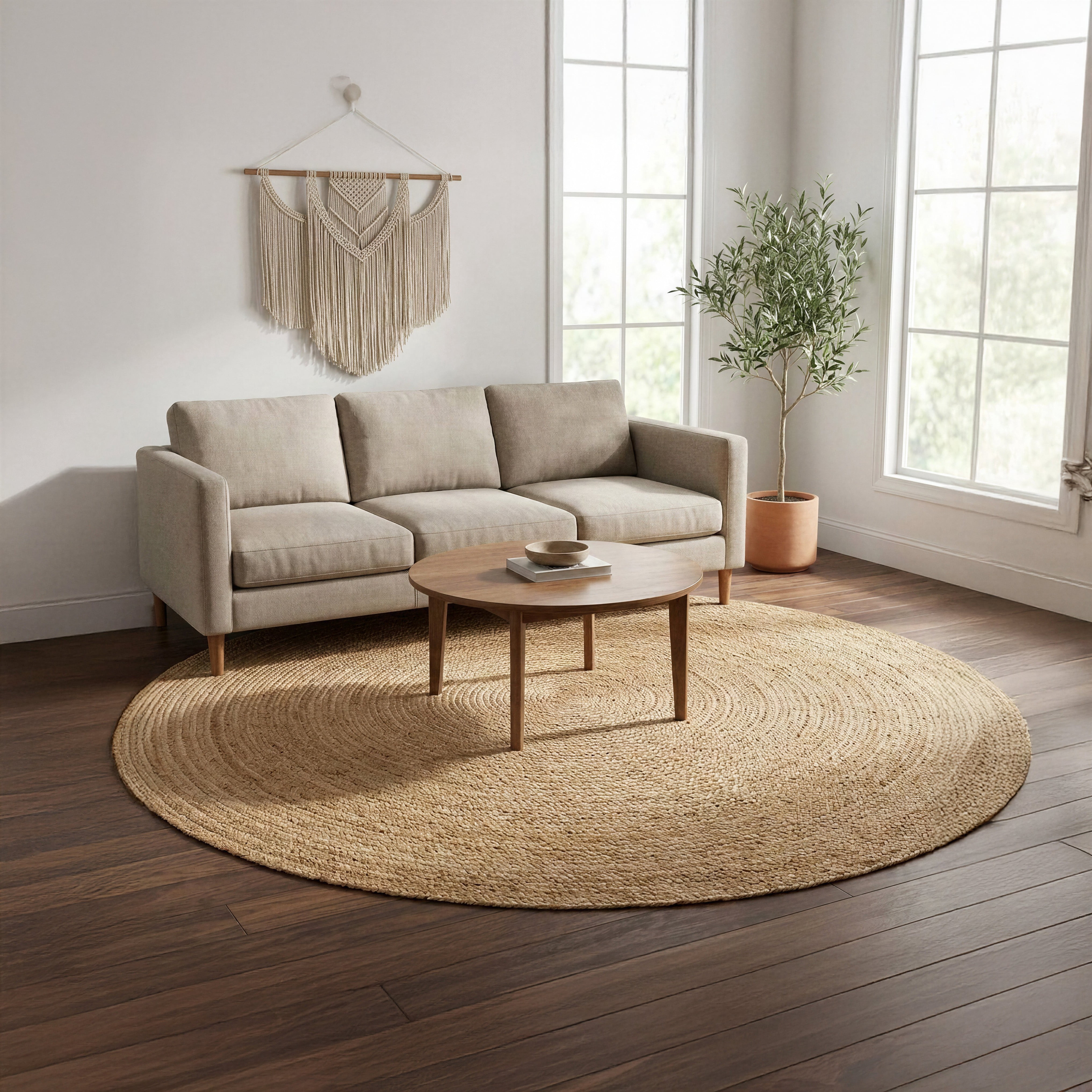 REDEARTH Hand Woven Jute Round Rug - Reversible Boho Decor for Home (8 ...