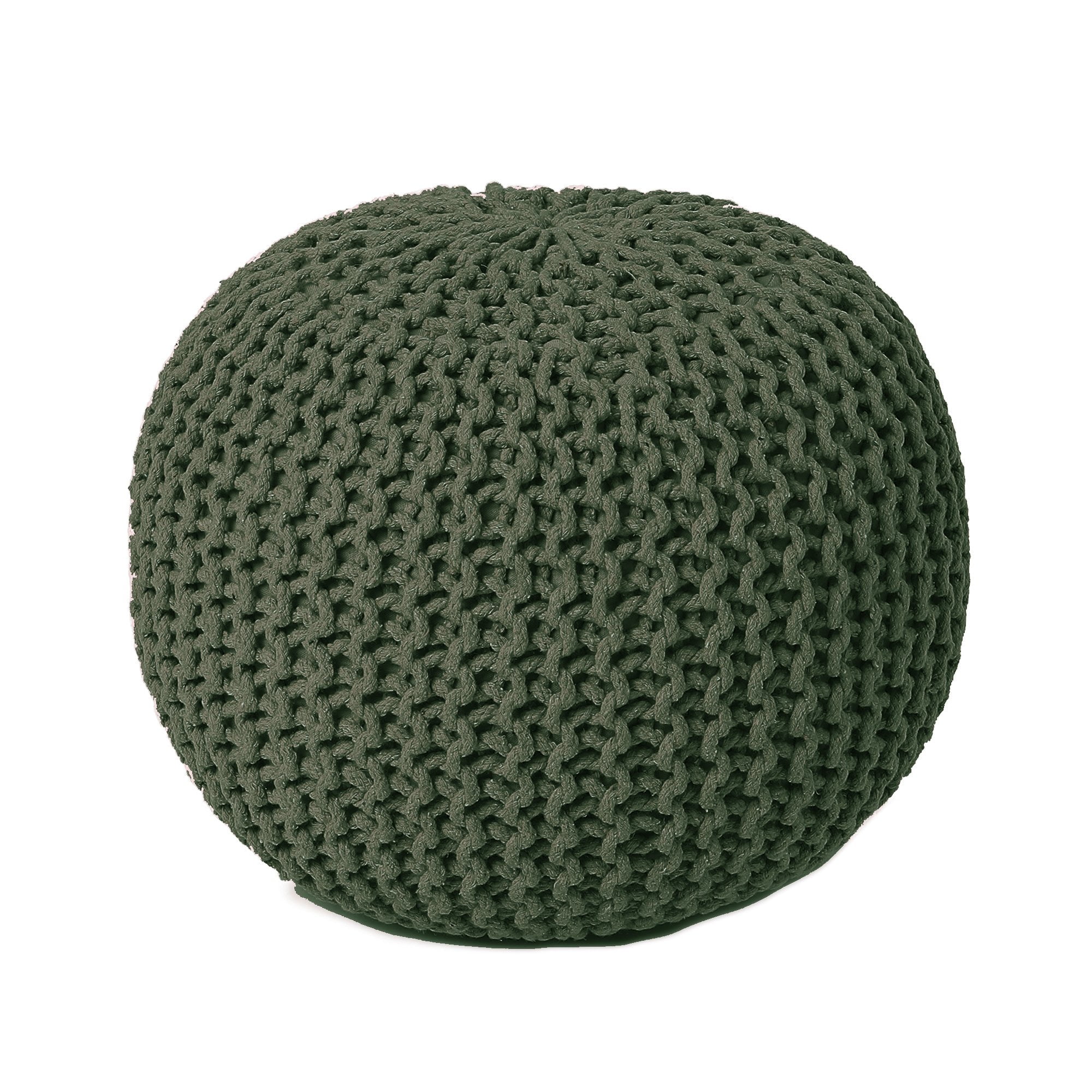REDEARTH Round Hand Knitted Pouf - Foot Stool Bean Bag Ottoman - Cord ...