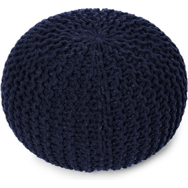 LR Home Small Abstract Indoor Round Pouf, Black/White, 18" x 18" x 14 ...