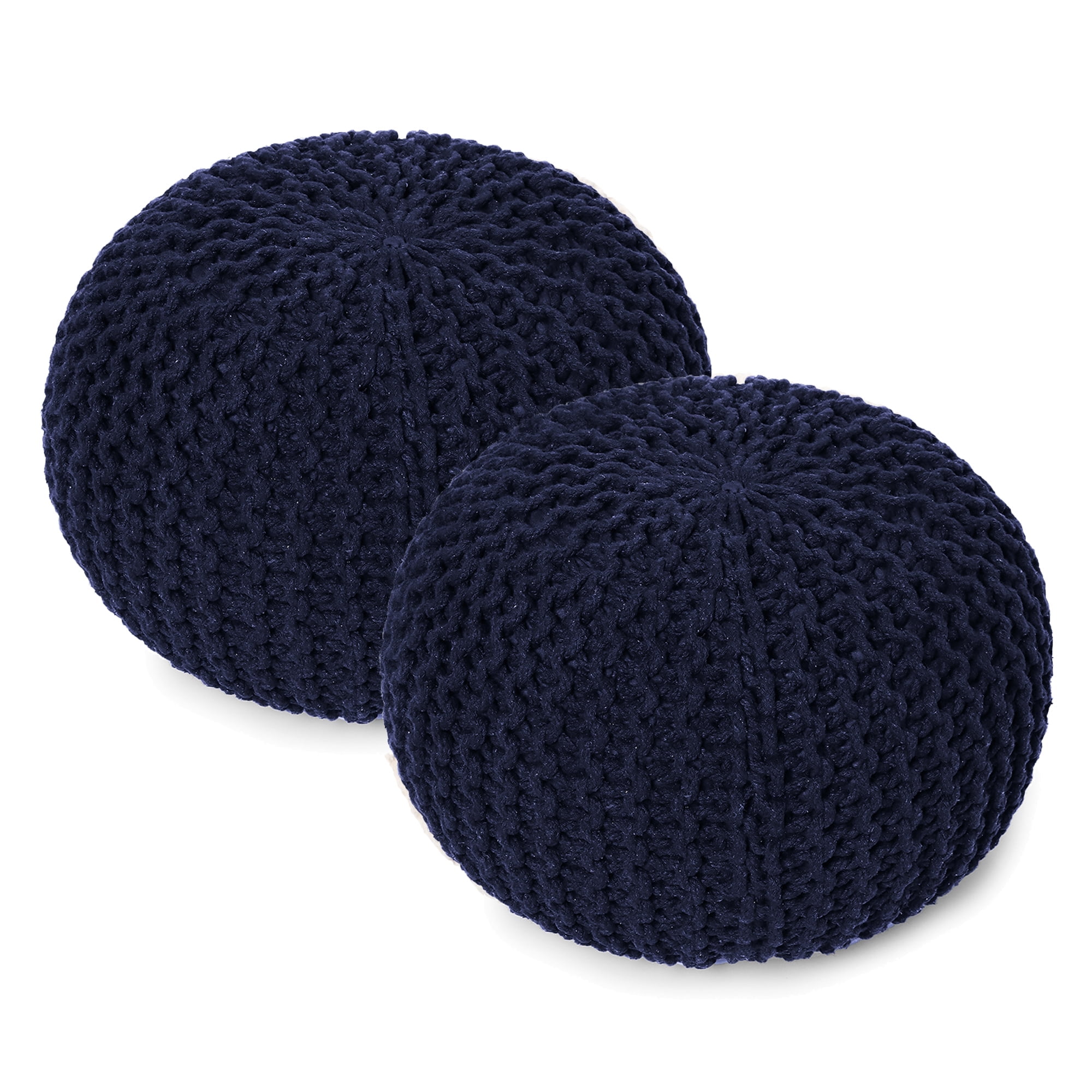 · REDEARTH · Round Pouf Foot Stool Bean Bag Ottoman - Cable Knitted ...