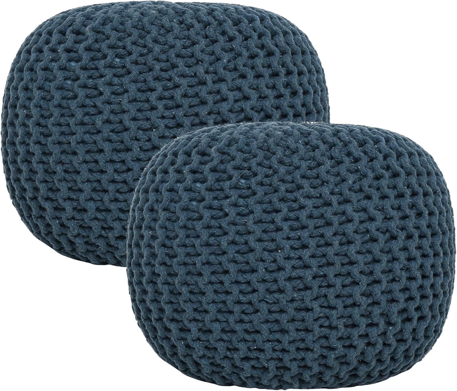 · REDEARTH · Round Pouf Foot Stool Bean Bag Ottoman - Hand Knitted Boho ...