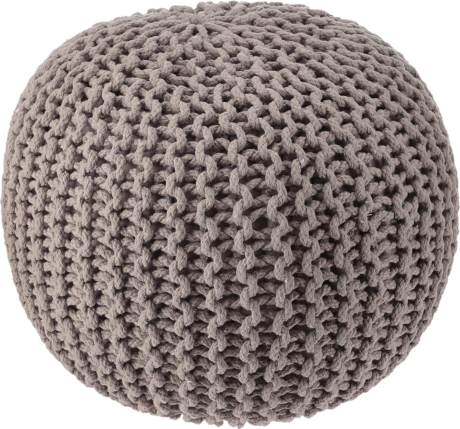 REDEARTH Round Pouf Foot Stool Bean Bag Ottoman - Knit Braided Cord ...
