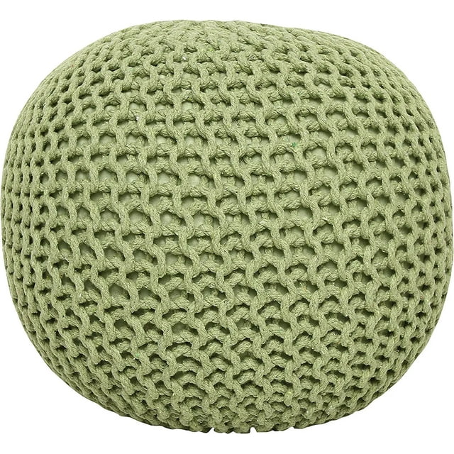 REDEARTH Round Pouf Foot Stool Ottoman -Cotton Knitted Cord Boho Pouffe ...