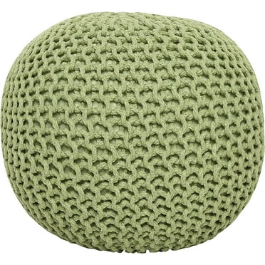 LR Home Small Over-tufted Striped Indoor Round Pouf, Multi, 18" x 18" x ...