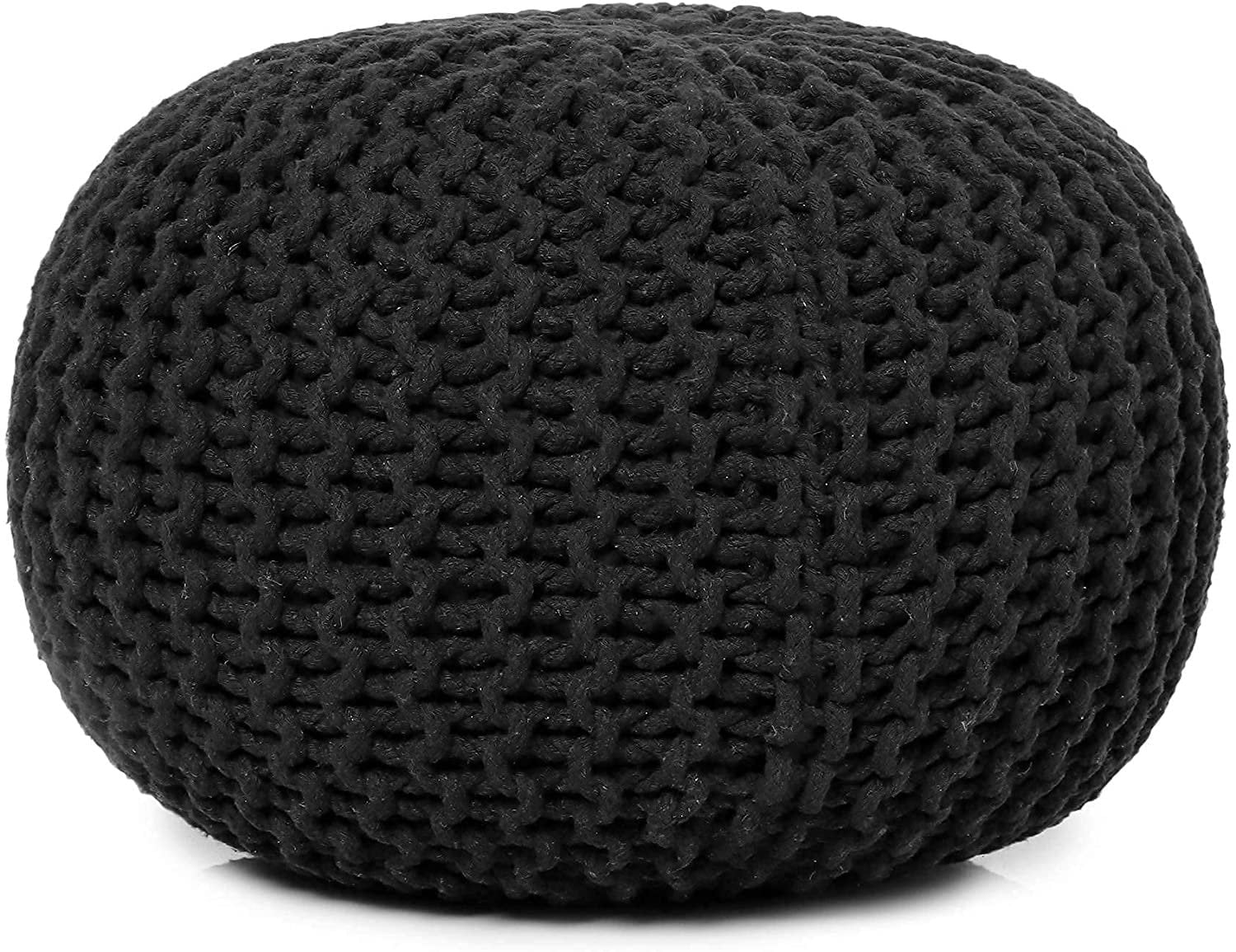 REDEARTH Round Pouf Foot Stool Ottoman - Hand Knitted Bean Bag, 100% ...