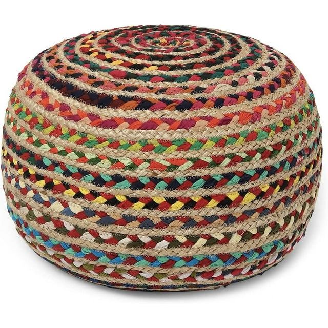 REDEARTH Round Pouf Ottoman - Braided Boho Poof Home Decor Pouffe ...
