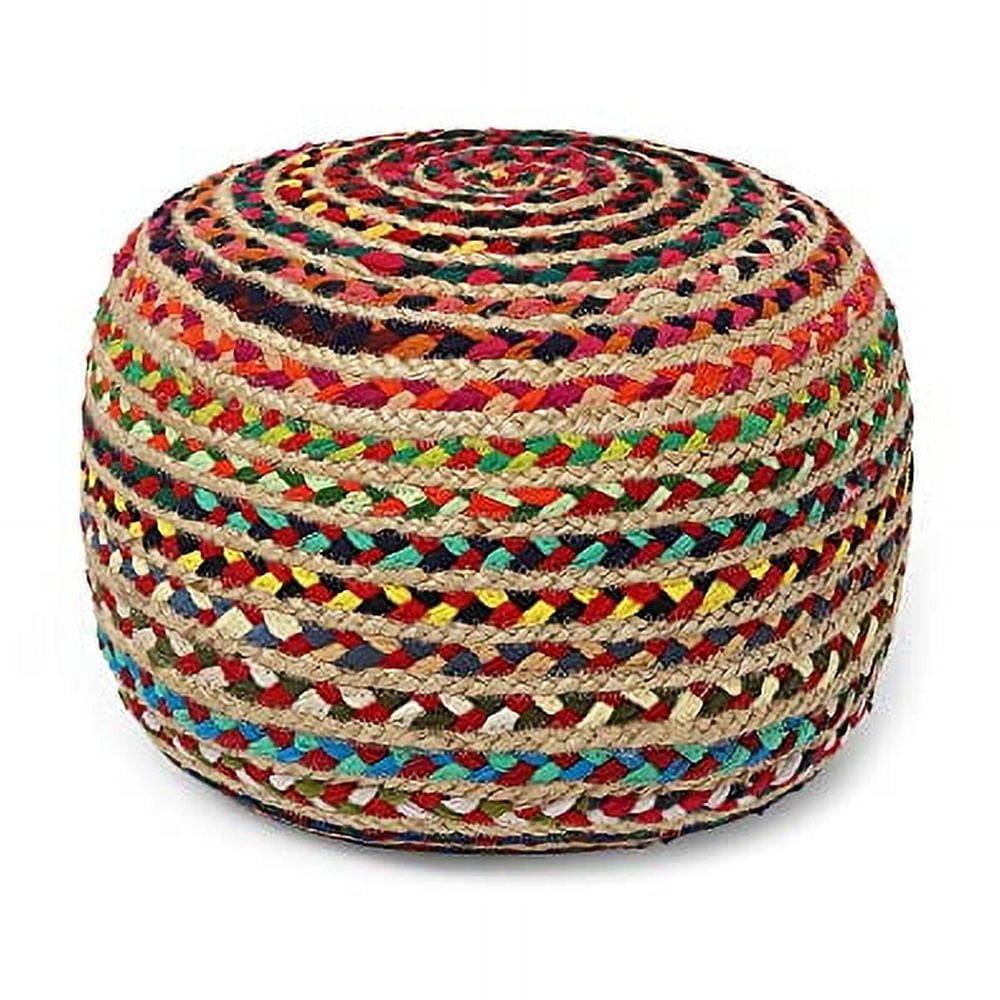 REDEARTH Round Pouf Ottoman - Braided Boho Poof Home Décor Pouffe ...