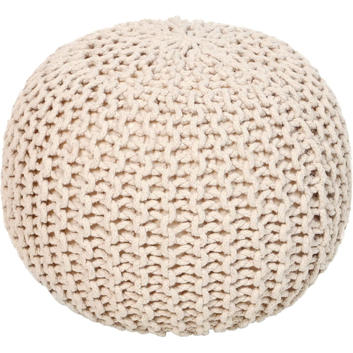 REDEARTH · Round Pouf Ottoman - Cable Knitted Boho Poof - Home Décor ...