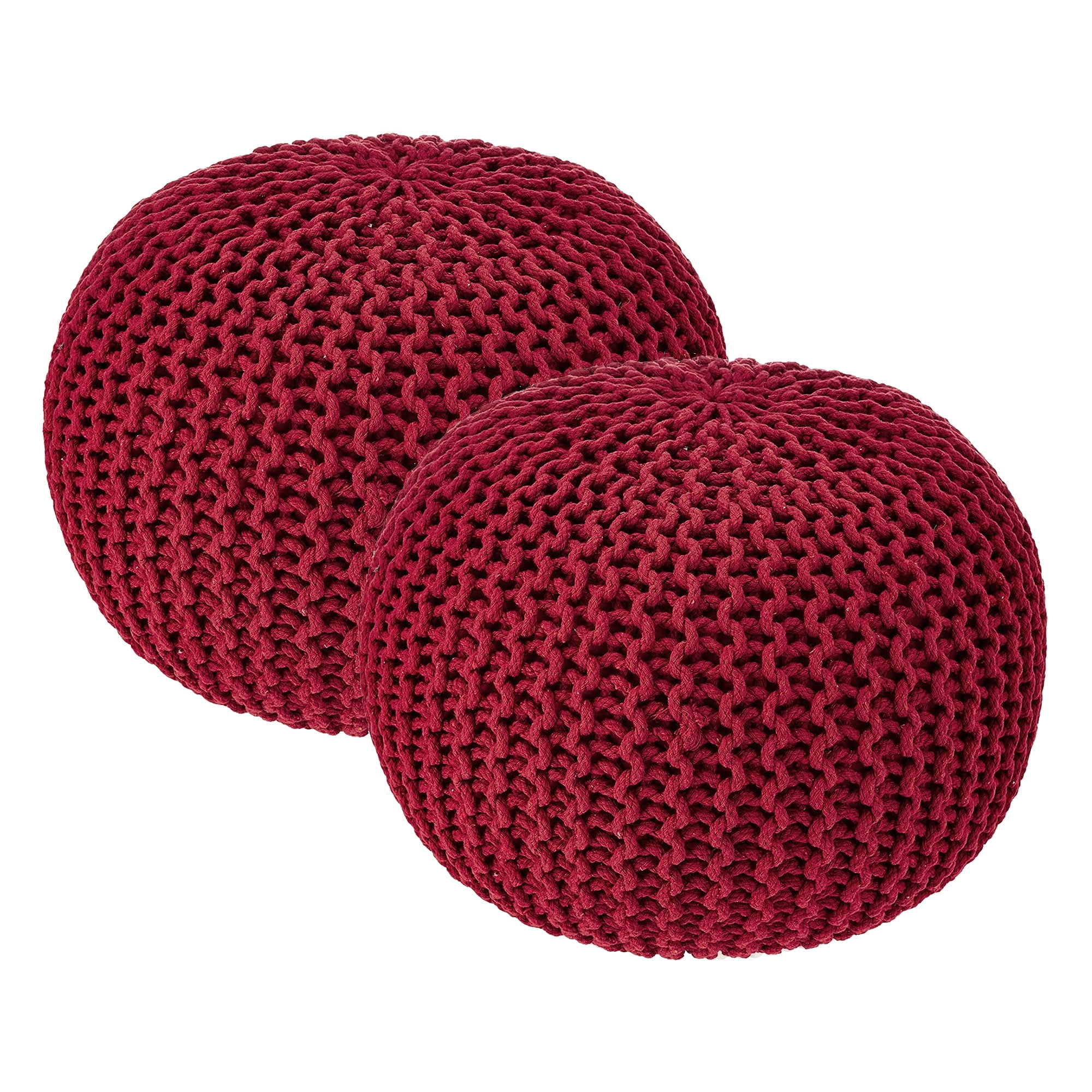 · REDEARTH · Round Pouf Ottoman - Hand Knitted Boho Poof Home Décor ...