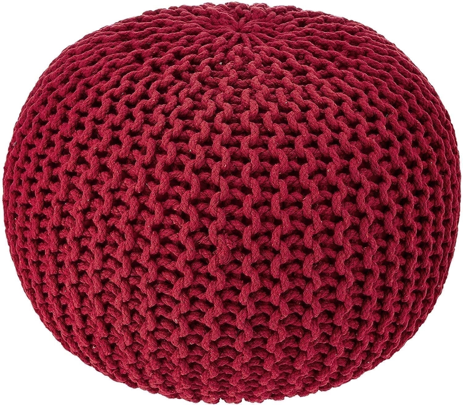 REDEARTH Round Pouf Foot Stool Bean Bag Ottoman - Knit Braided Cord ...