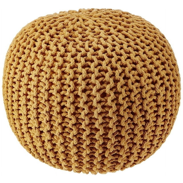 · REDEARTH · Round Pouf Ottoman - Hand Knitted Cable Boho Poof Home ...