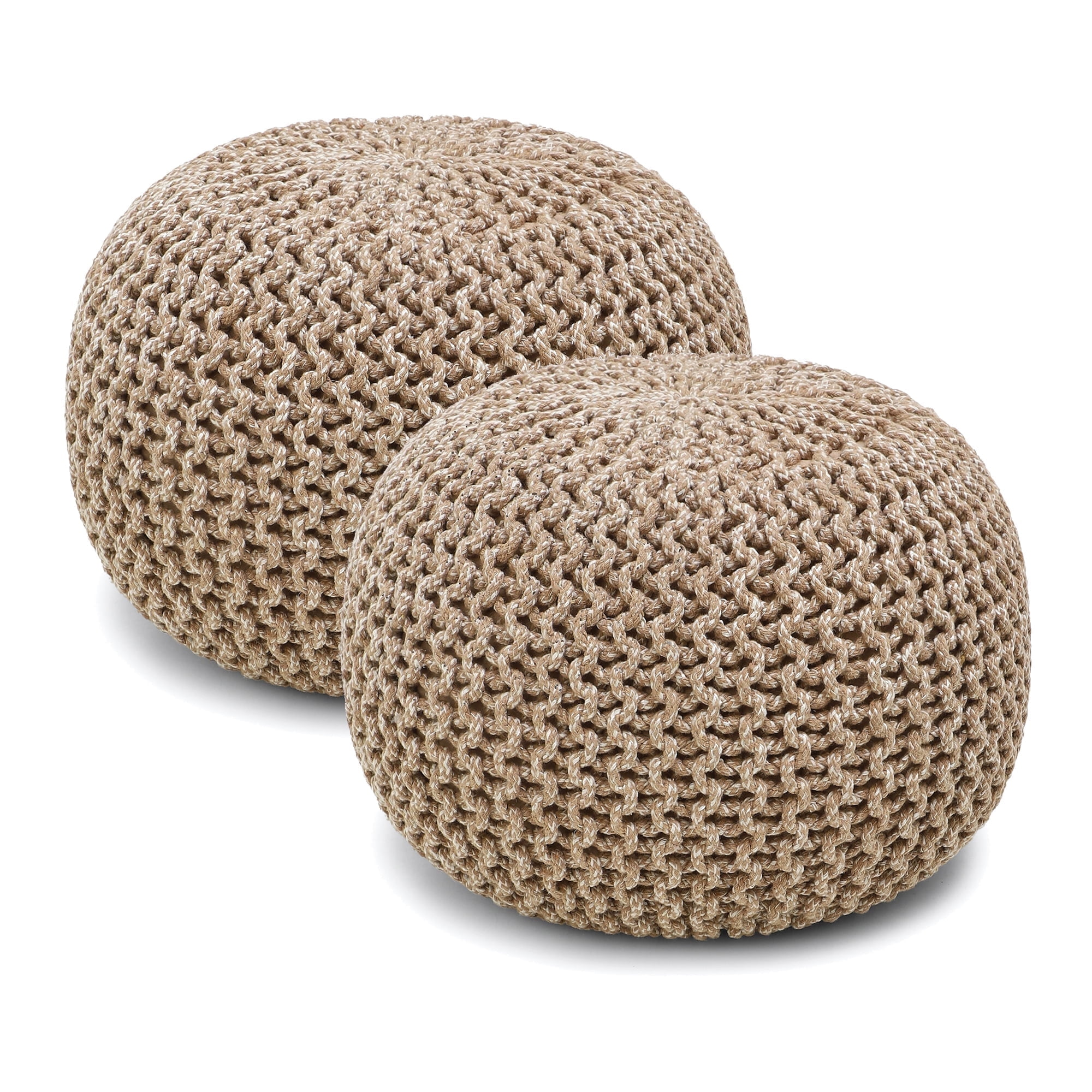 · REDEARTH · Round Pouf Ottoman - Hand Knitted Cable Boho Poof Home ...