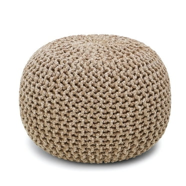 Edgeley Boho Round Pouf in Grey, Natural Woven Braided Jute - Walmart.com
