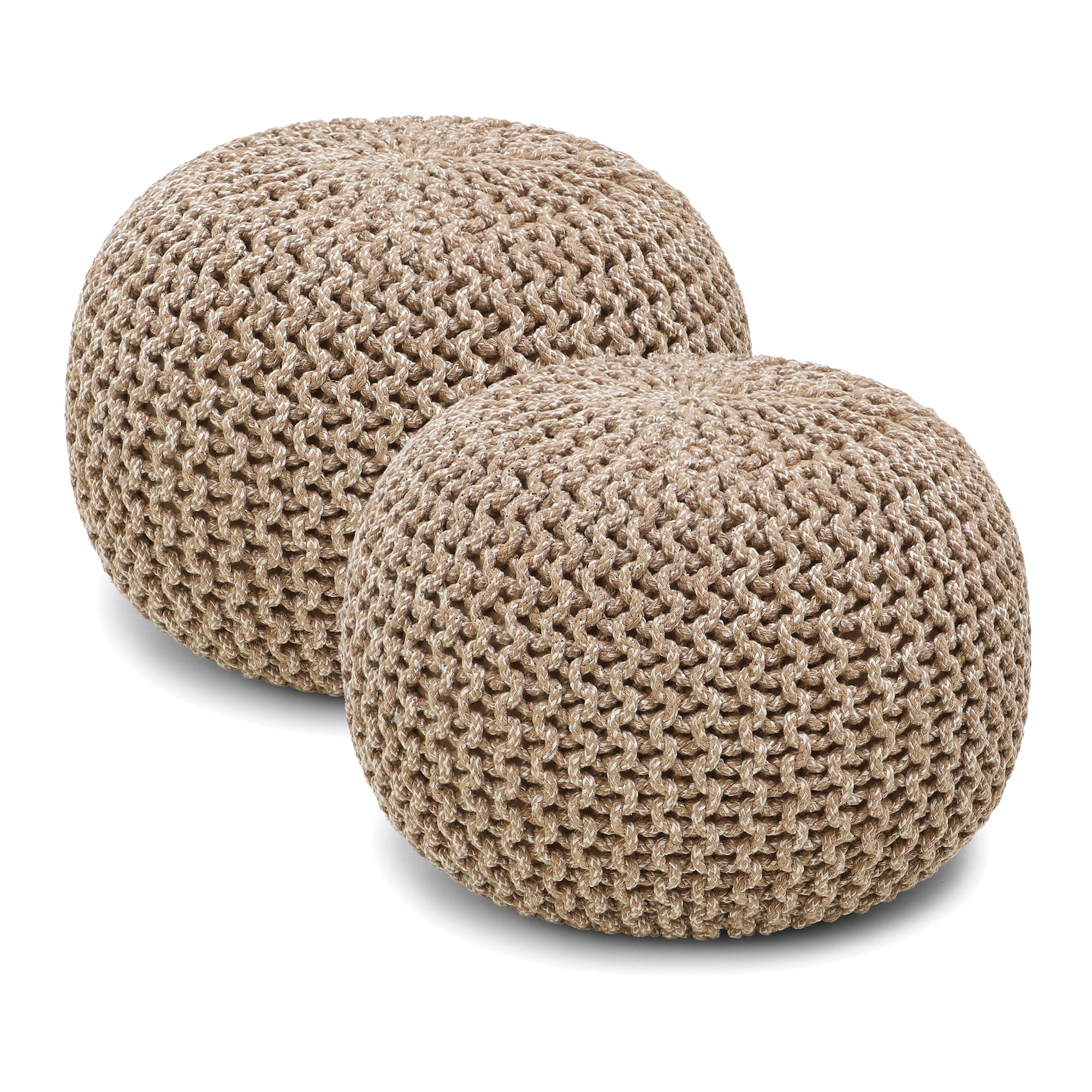 · REDEARTH · Round Pouf Ottoman - Hand Knitted Cable Boho Poof Home ...