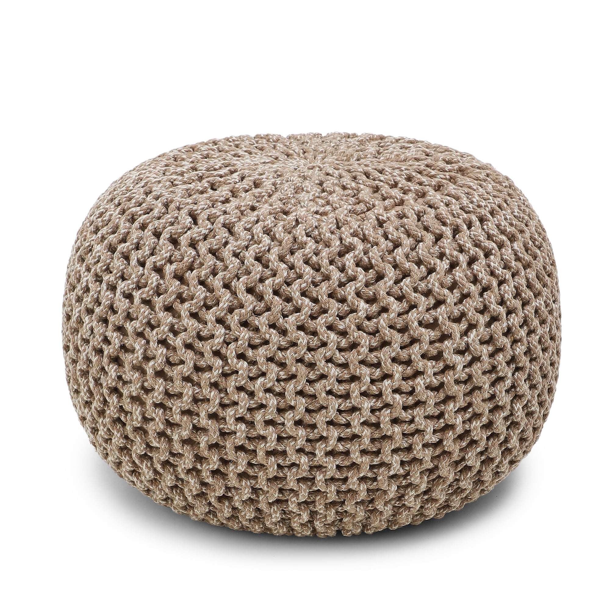REDEARTH Round Pouf Ottoman - Hand Knitted Cable Boho Poof Home Décor ...
