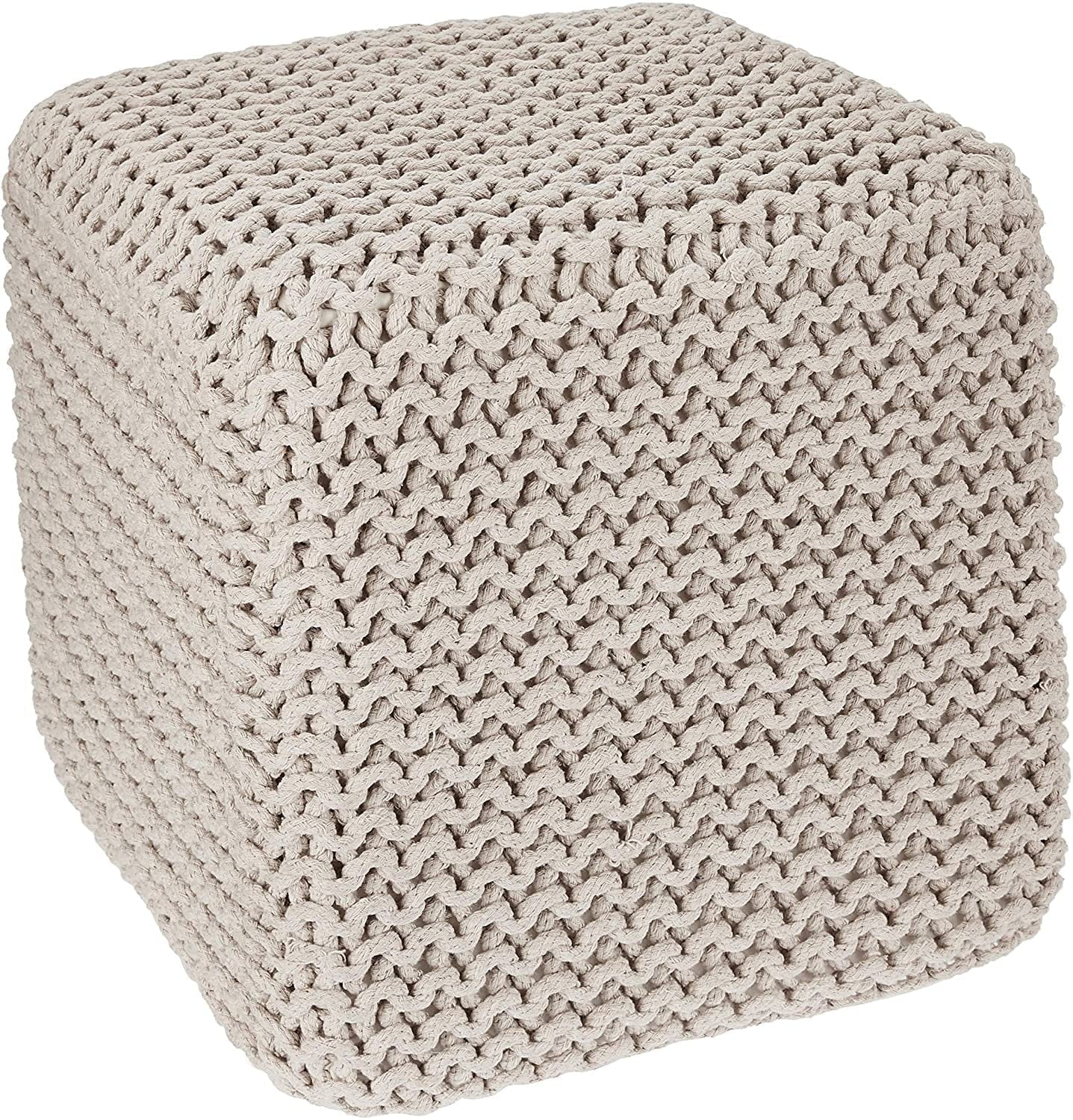 REDEARTH Knitted Pouf Ottoman - Cotton Boho Pouffe for Living Room ...