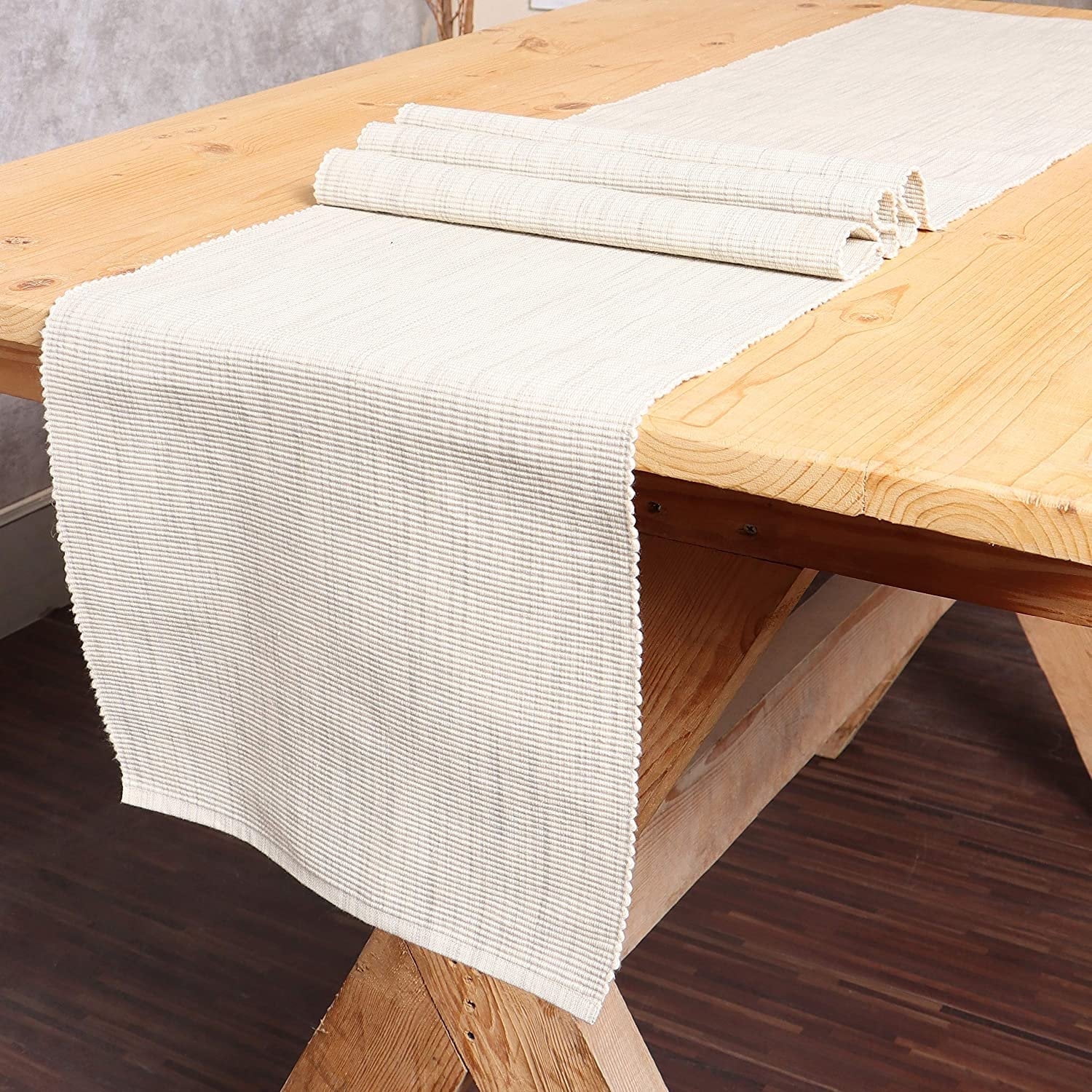 REDEARTH Table Runner-Ribbed with tie n dye Effect Woven Table Linen ...