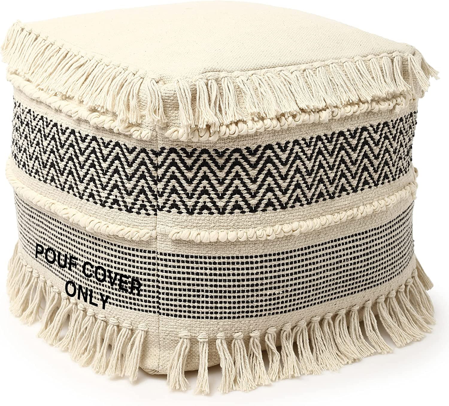REDEARTH · UNSTUFFED Pouf Ottoman Cover Boho Textured Storage Square Extra Seat, Farmhouse Poof ...
