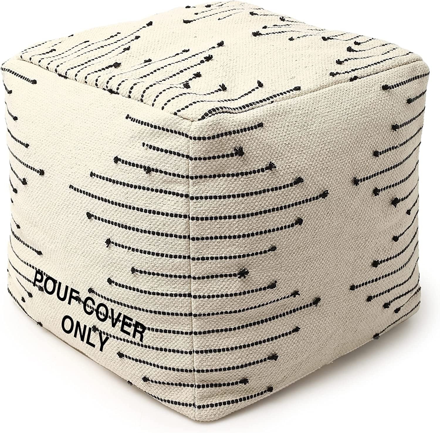 REDEARTH · UNSTUFFED Pouf Ottoman Cover Textured Boho Storage Cube Farmhouse Poof Pouffe ...