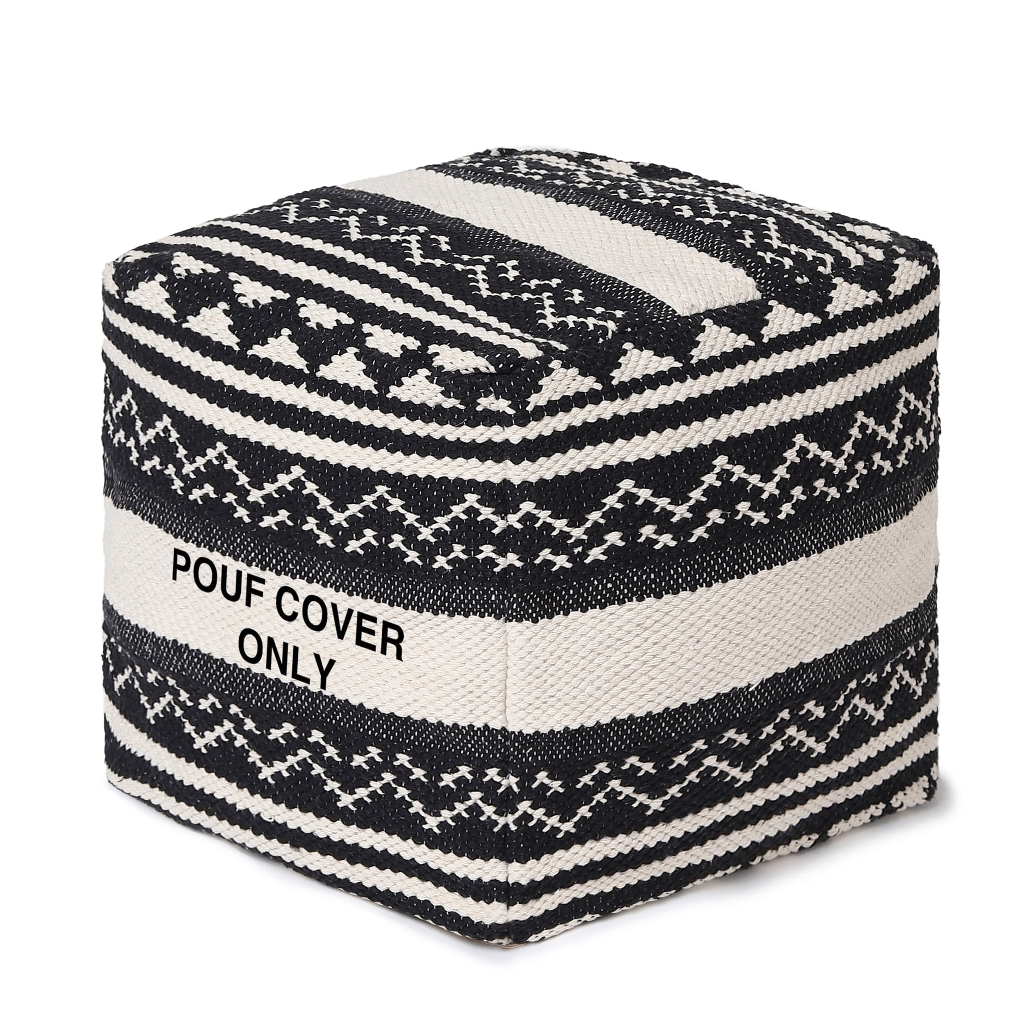 REDEARTH · UNSTUFFED Pouf Ottoman Cover Textured Boho Storage Cube Poof Decorative Pouffe ...