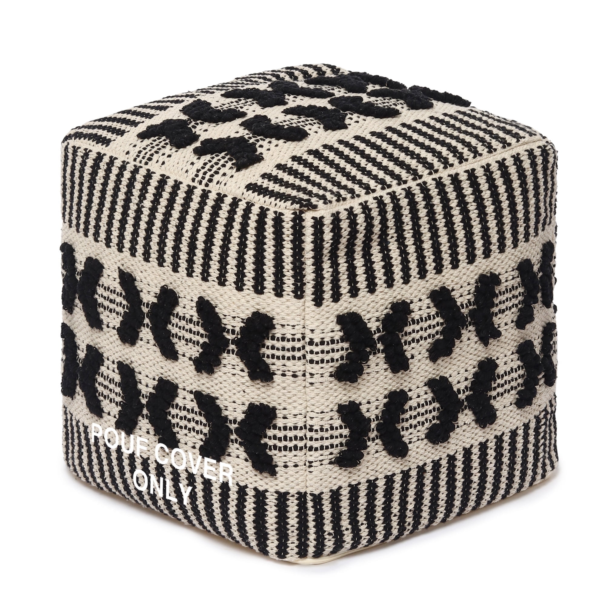 REDEARTH · UNSTUFFED Pouf Ottoman Cover Textured Boho Storage Cube Poof Decorative Pouffe ...
