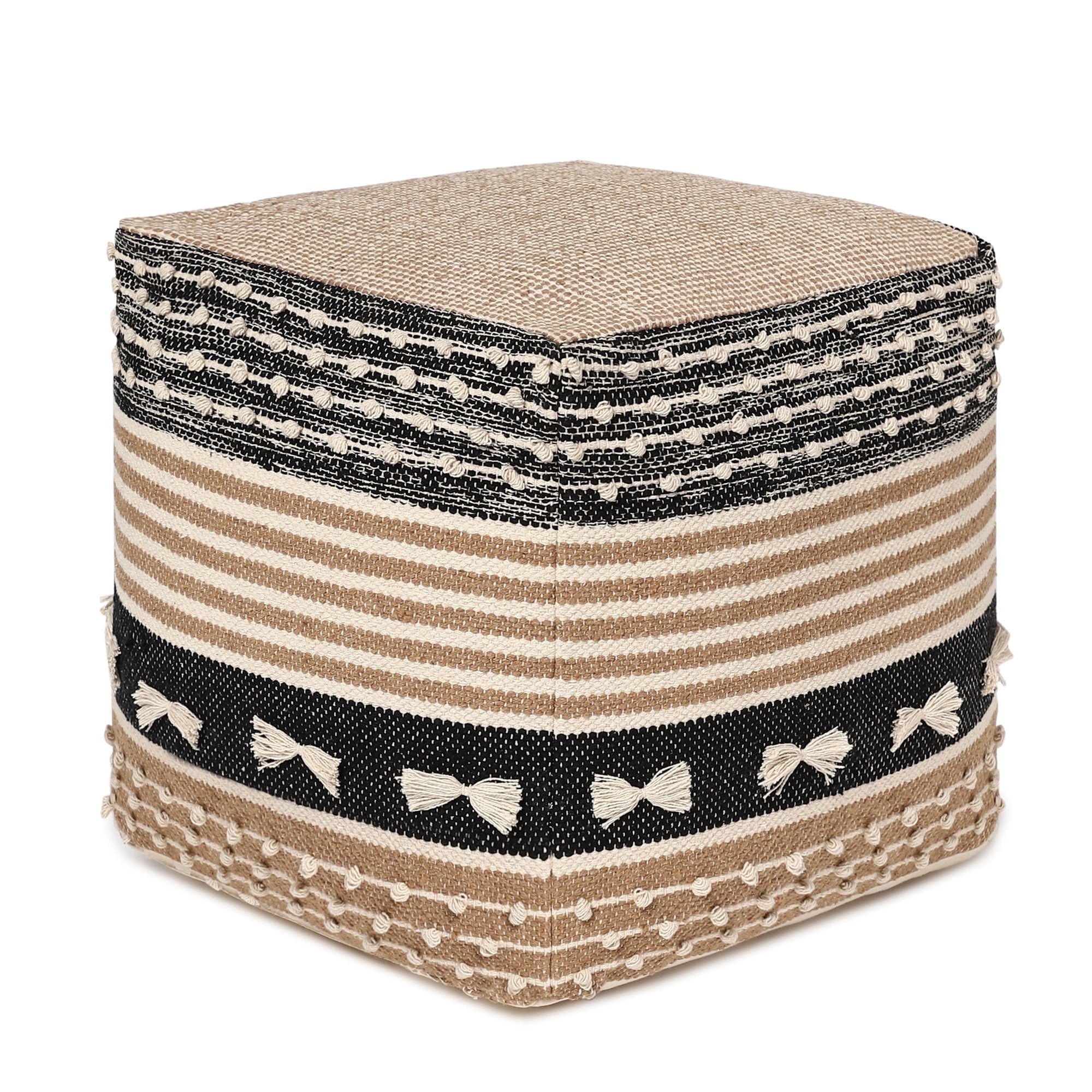 REDEARTH UNSTUFFED Pouf Ottoman Cover Textured Boho Storage Cube Poof Decorative Pouffe ...