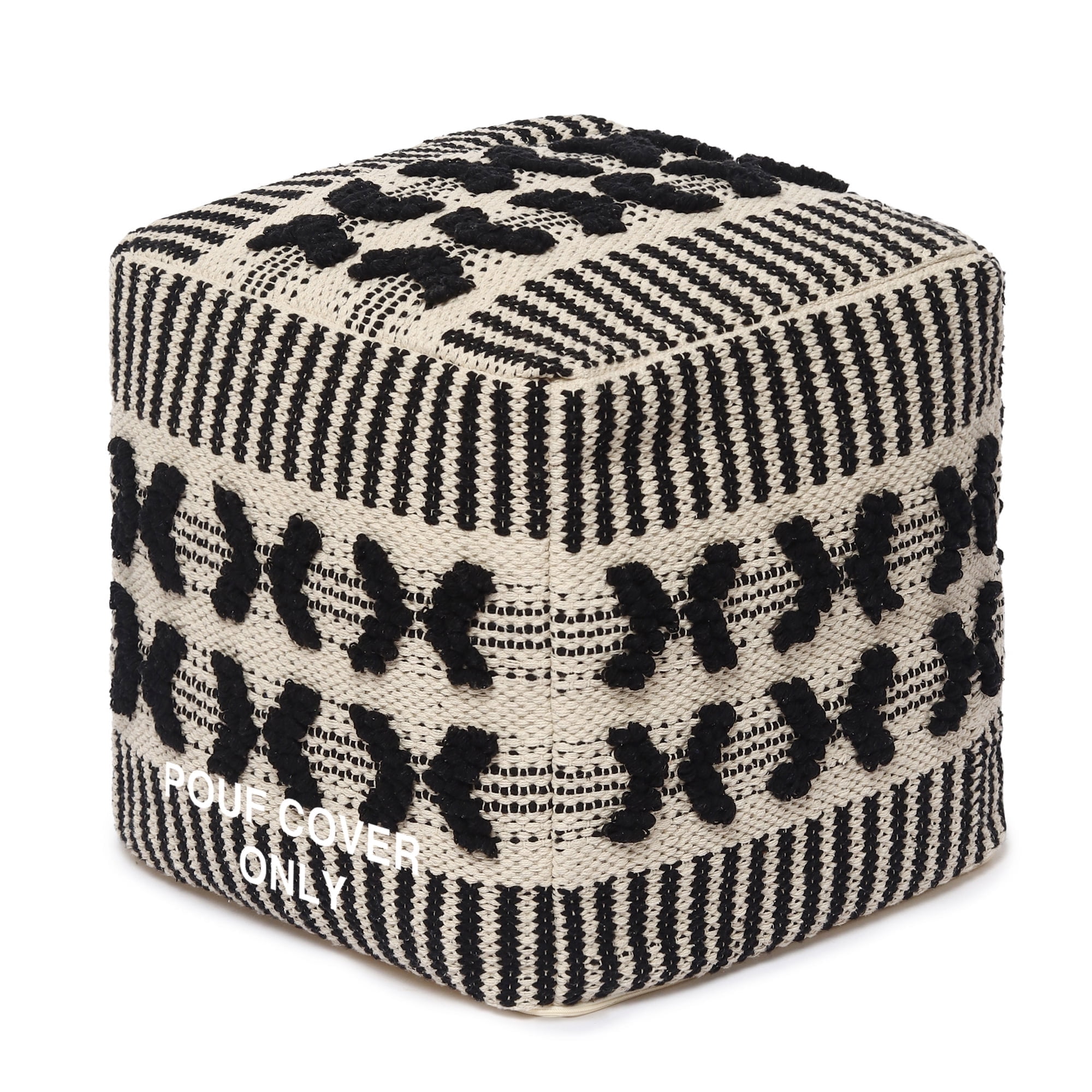REDEARTH · UNSTUFFED Pouf Ottoman Cover Textured Boho Storage Cube Poof Decorative Pouffe ...