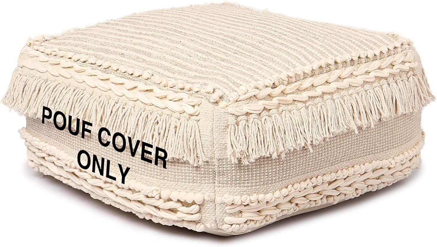 UNSTUFFED Pouf Ottoman Cover - REDEARTH Textured Storage Cube Boho Bean Bag Chair Seat Footrest ...