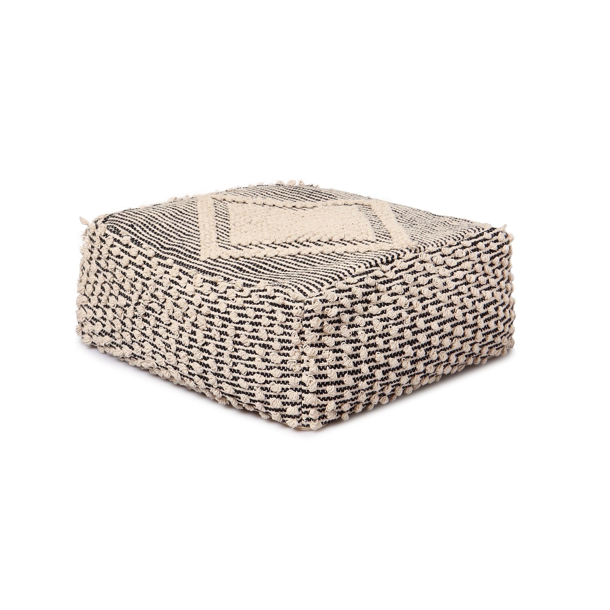 REDEARTH UNSTUFFED Pouf Ottoman Cover Textured Storage Cube Boho Bean Bag Footrest Stool for ...