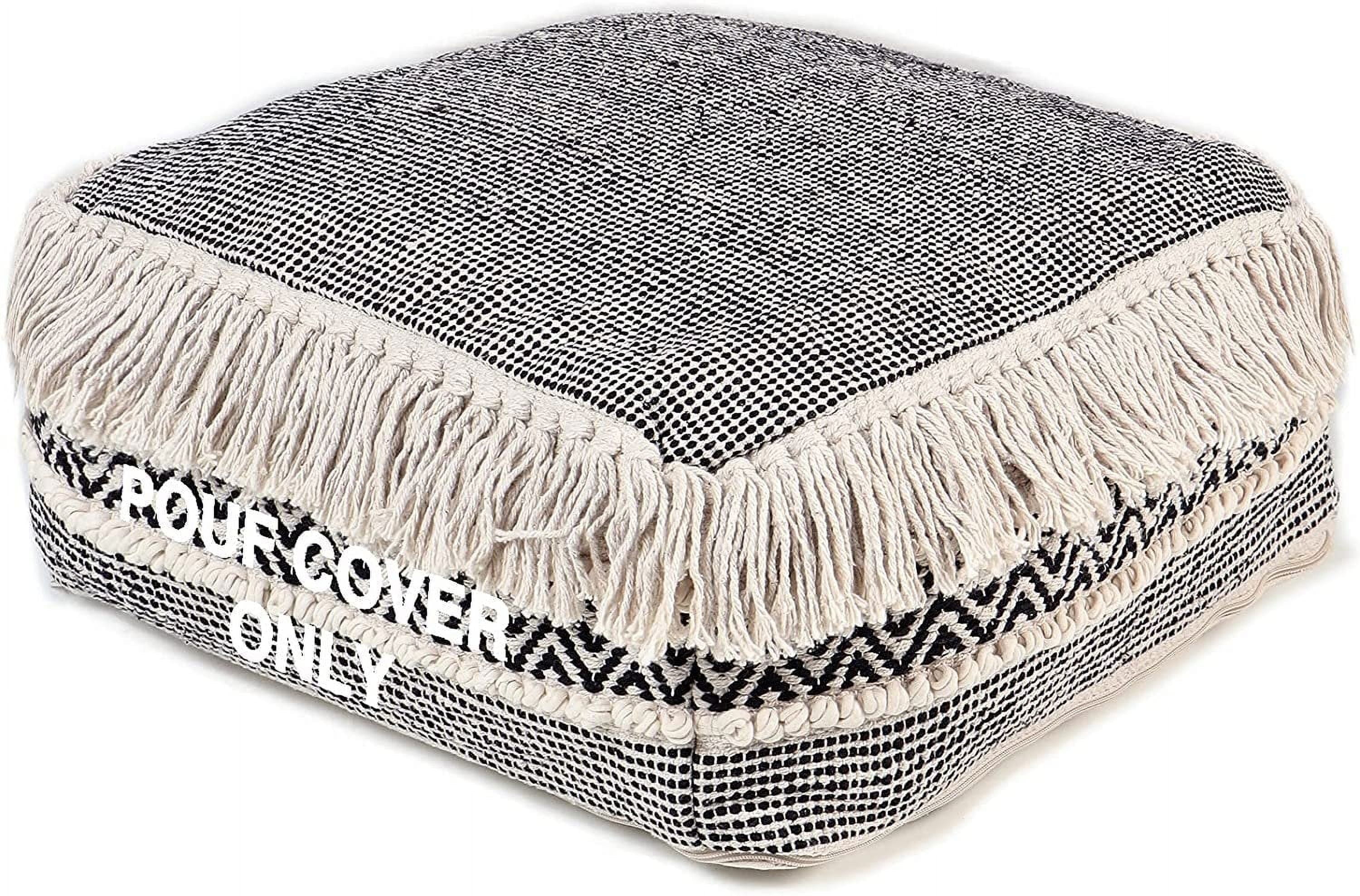 · REDEARTH · UNSTUFFED Pouf Ottoman Cover Textured Storage Cube Boho Bean Bag Footrest Stool for ...