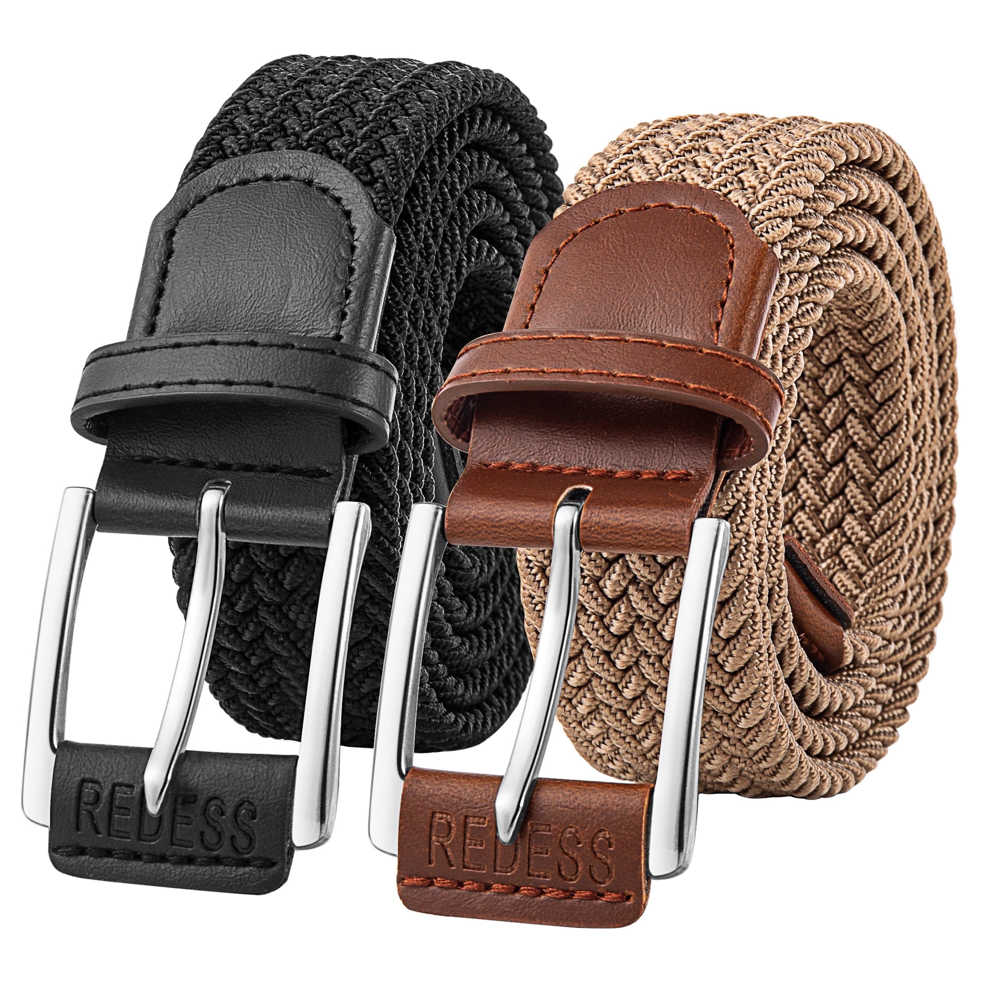 REDESS Men's Belt Braided Web Elastic Black Belt for Casual Golf Jeans ...