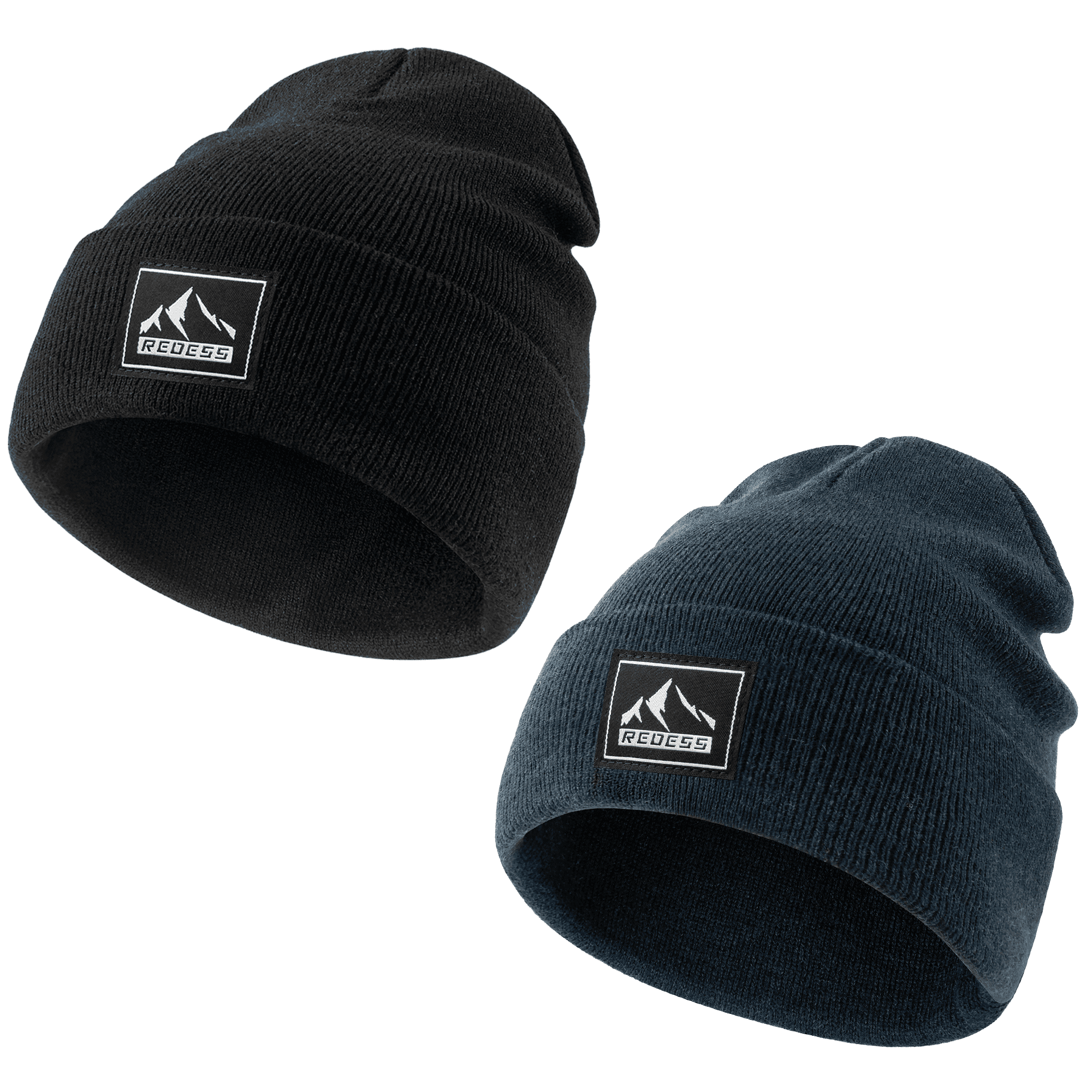 REDESS 2 Pack Warm Winter Knit Cuffed Beanie Hat for Men and Women ...