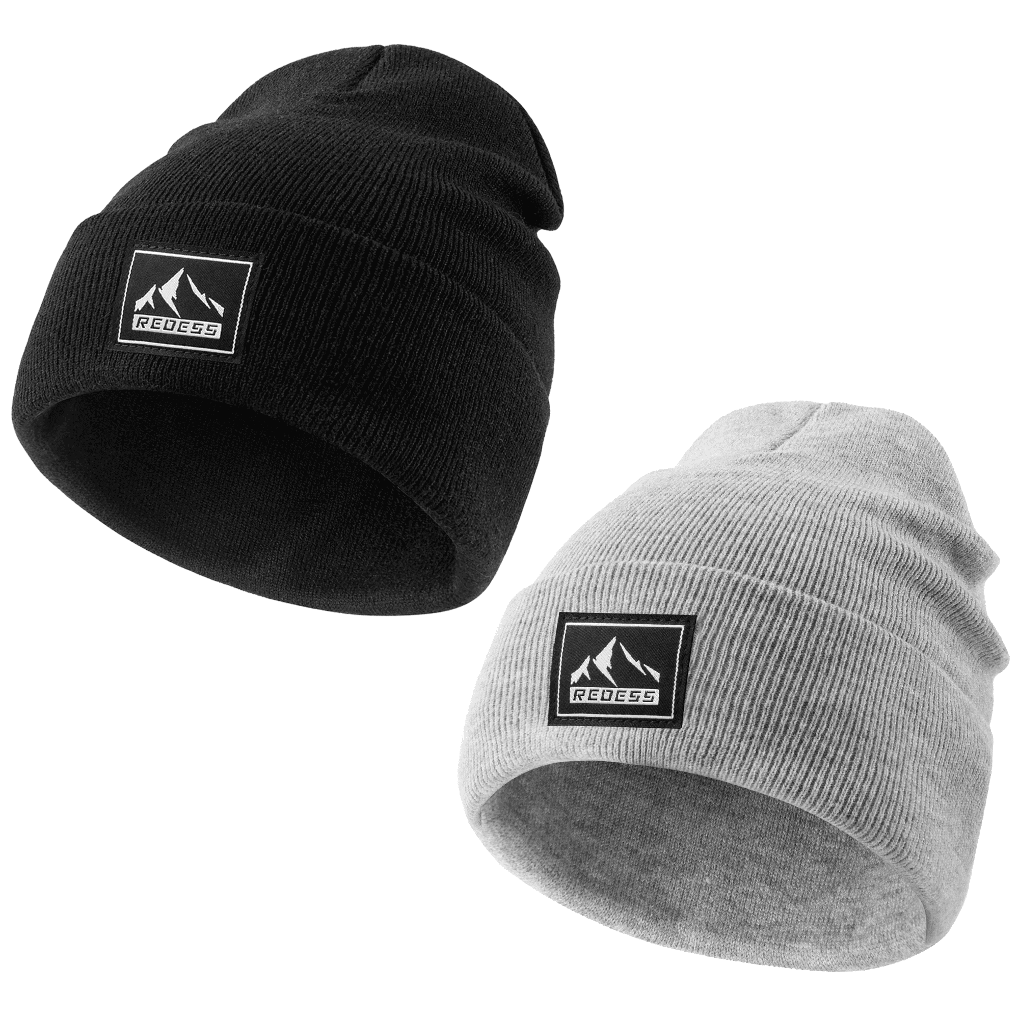 REDESS 2 Pack Warm Winter Knit Cuffed Beanie Hat for Men and Women ...