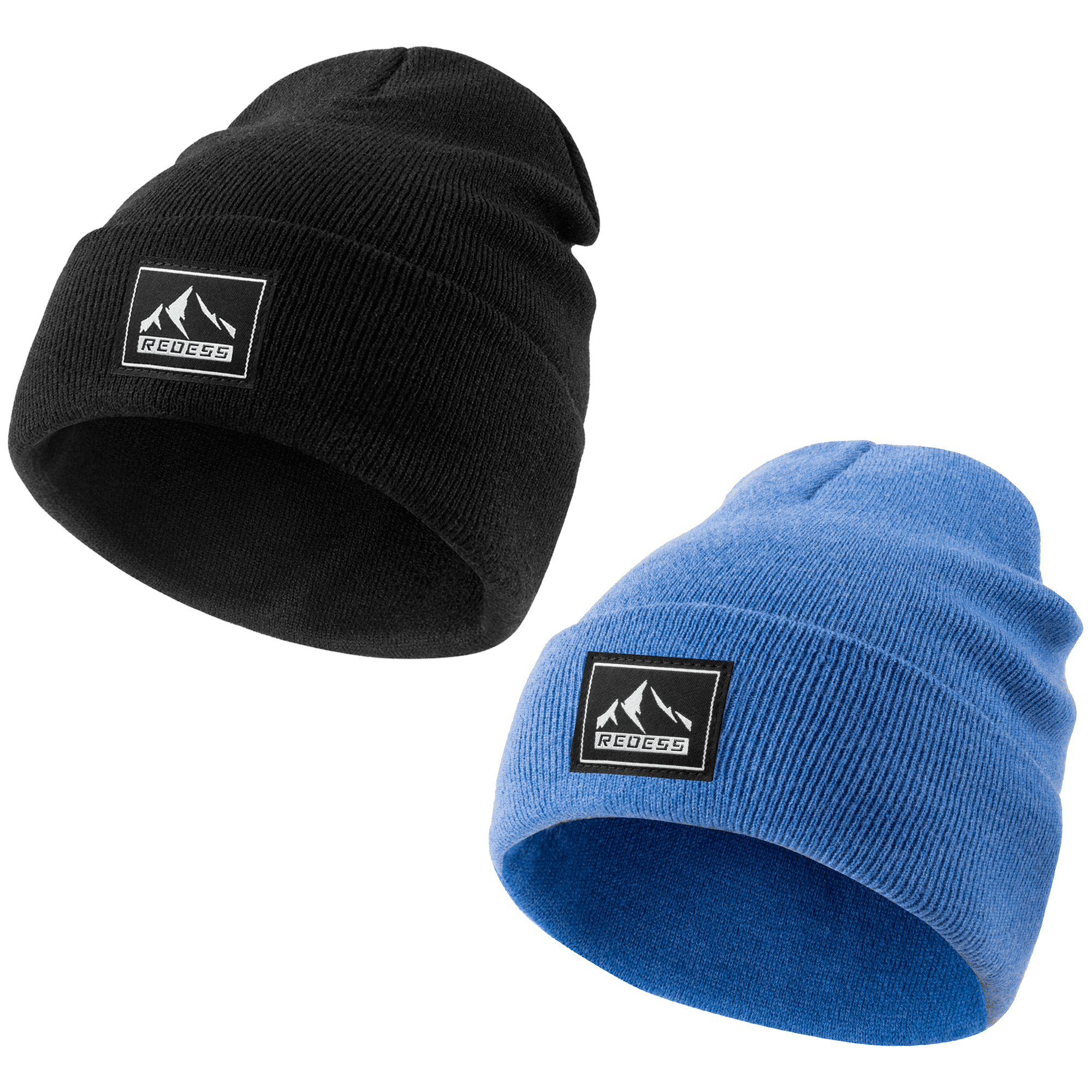 REDESS 2 Pack Warm Winter Knit Cuffed Beanie Hat for Men and Women ...