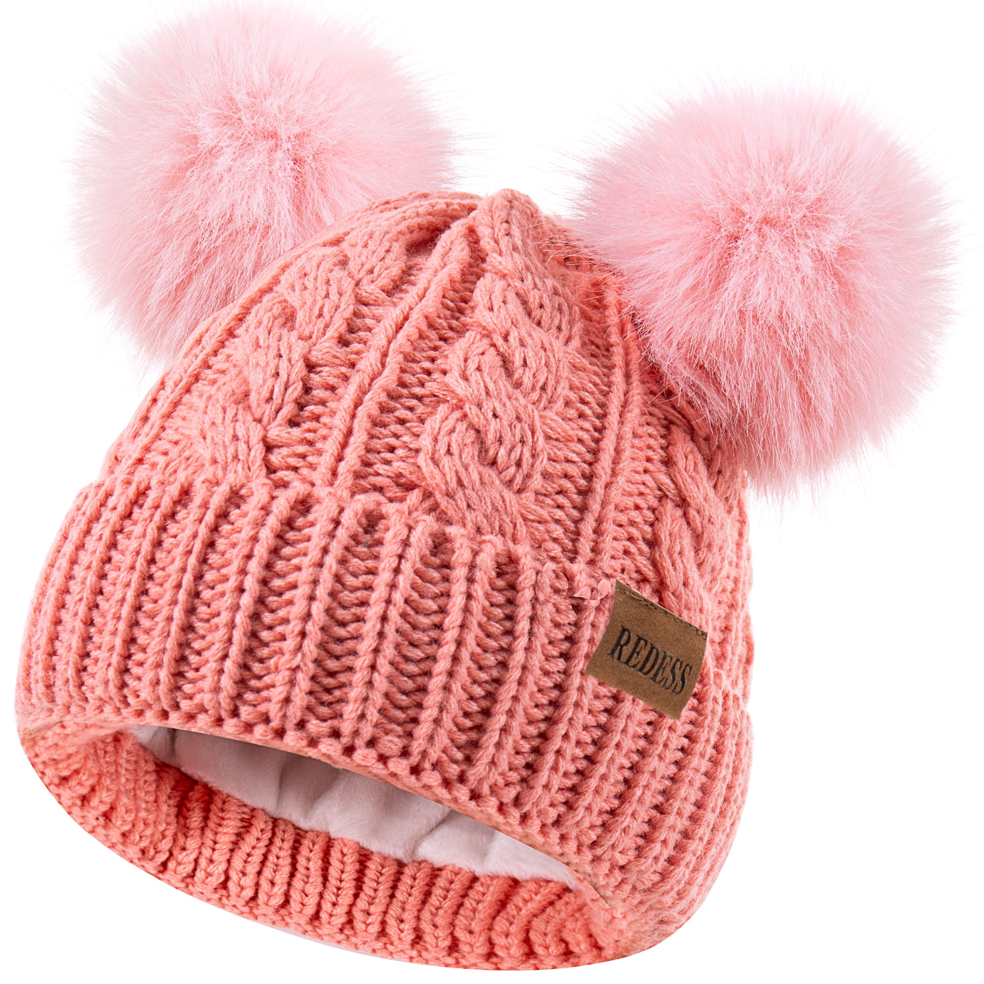 REDESS Kids Winter Beanie Hat with Two Pom-Pom for Boys Girls 3-9 Year ...
