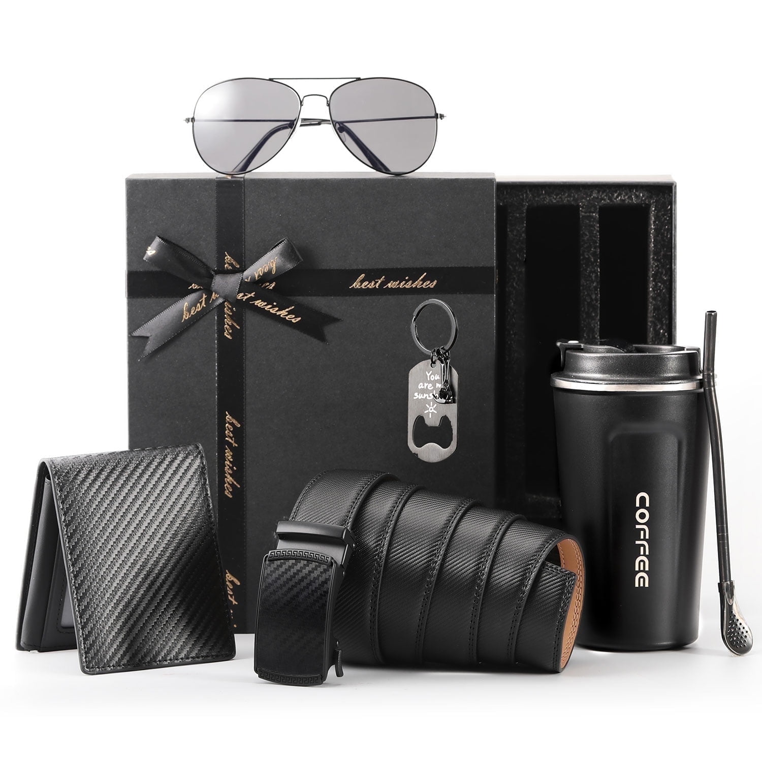 REDESS Men's Gift Set with Belt, Coffee Mug, Wallet, Sunglasses - Ideal ...