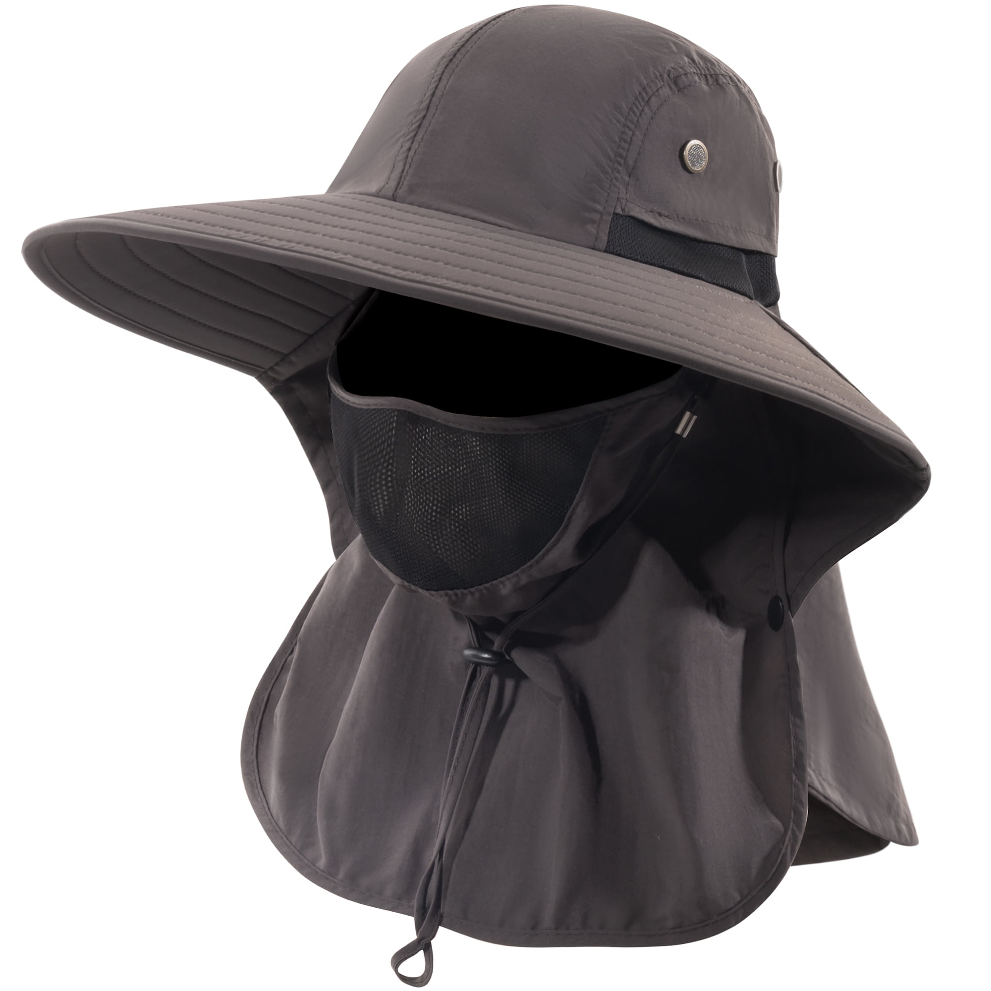 REDESS Nylon UPF 50+ Fishing Hat, Dark Gray, Wide Brim, Removable Flap ...