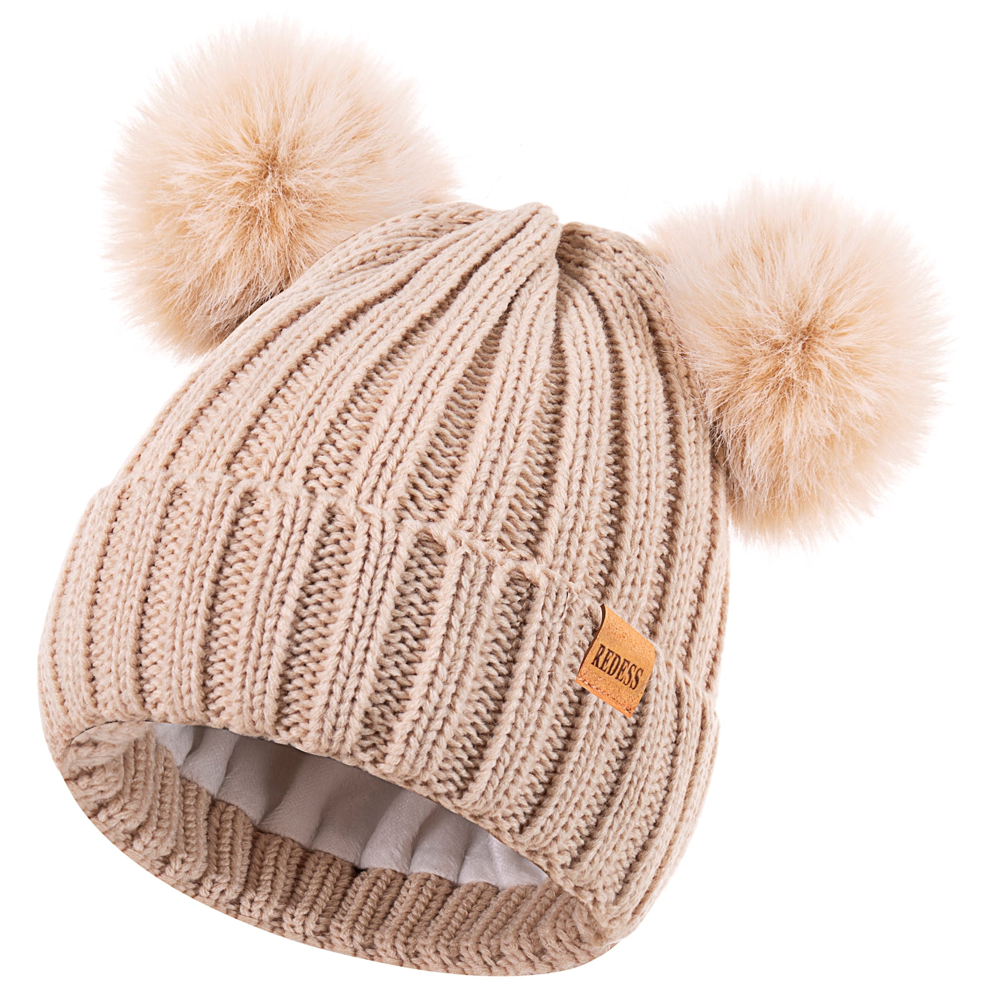 REDESS, Winter Beanie Hat, Fleece Lined, Thick Knit Slouchy Skull Cap ...