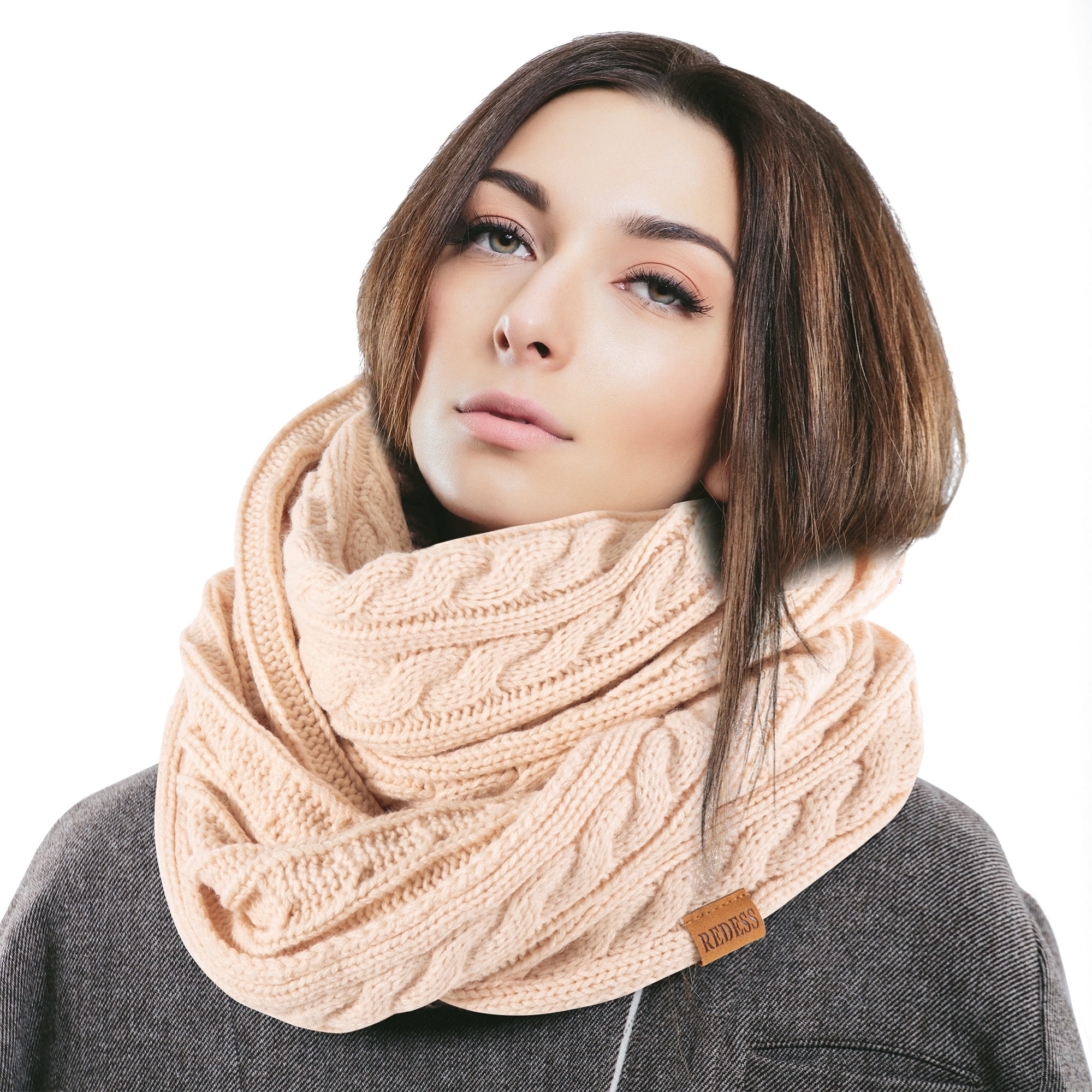 REDESS Winter Scarf for Women,Warm Knit Winter Infinity Circle Loop ...