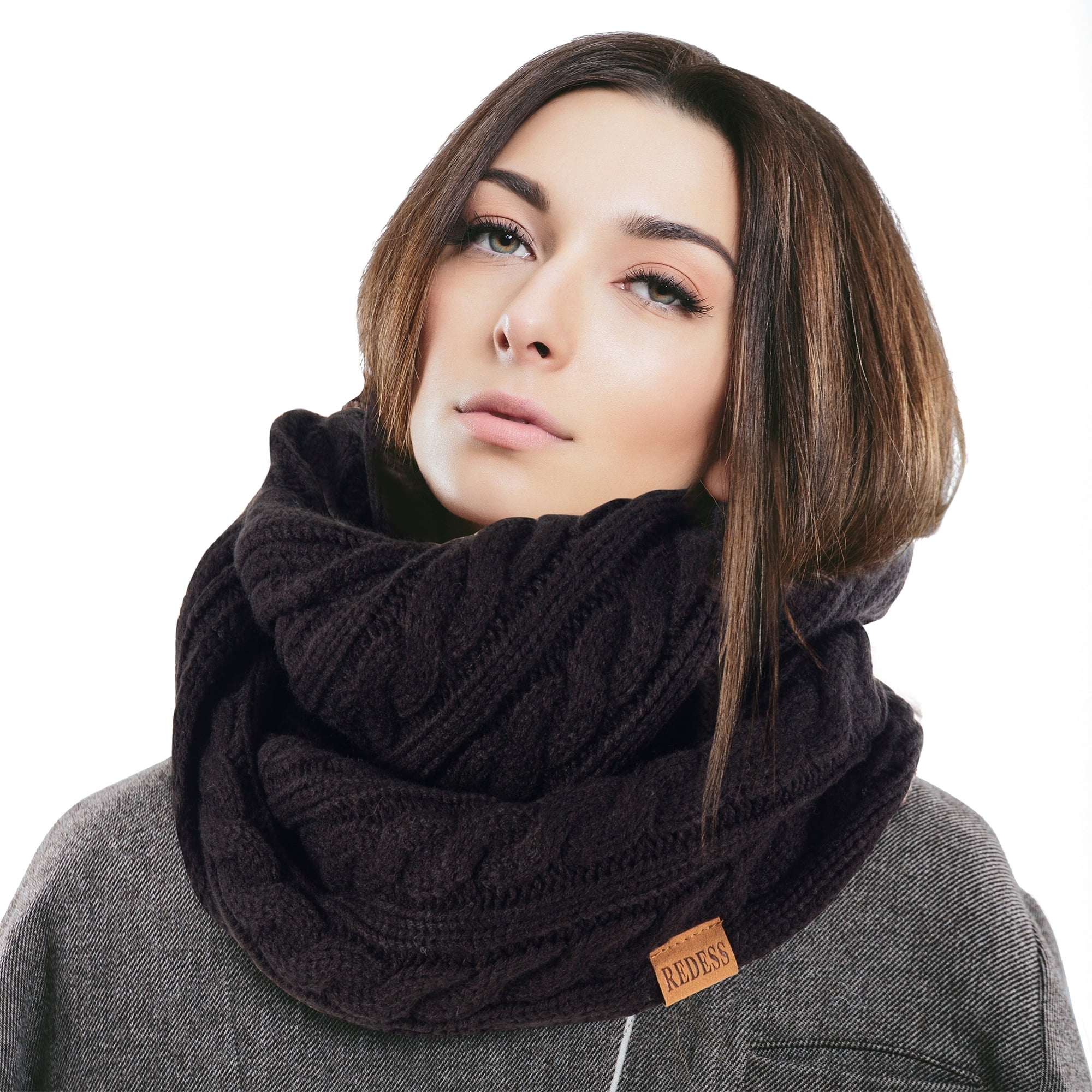 REDESS Winter Scarf for Women,Warm Knit Winter Infinity Circle Loop ...