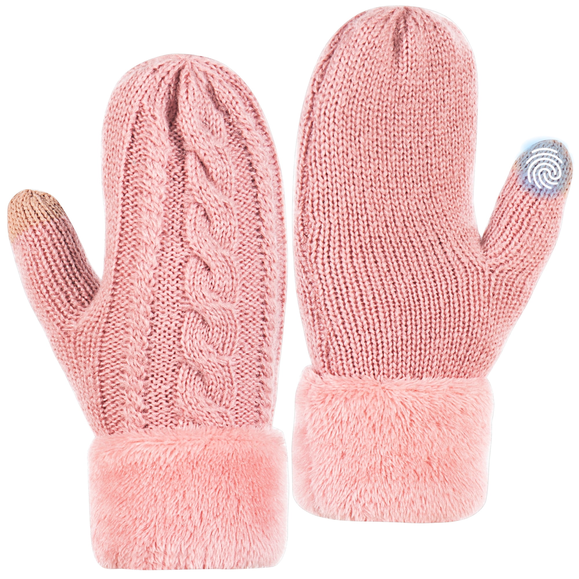 REDESS Winter Warm Mittens for Women, Thick Knitted Warm Soft Lining ...