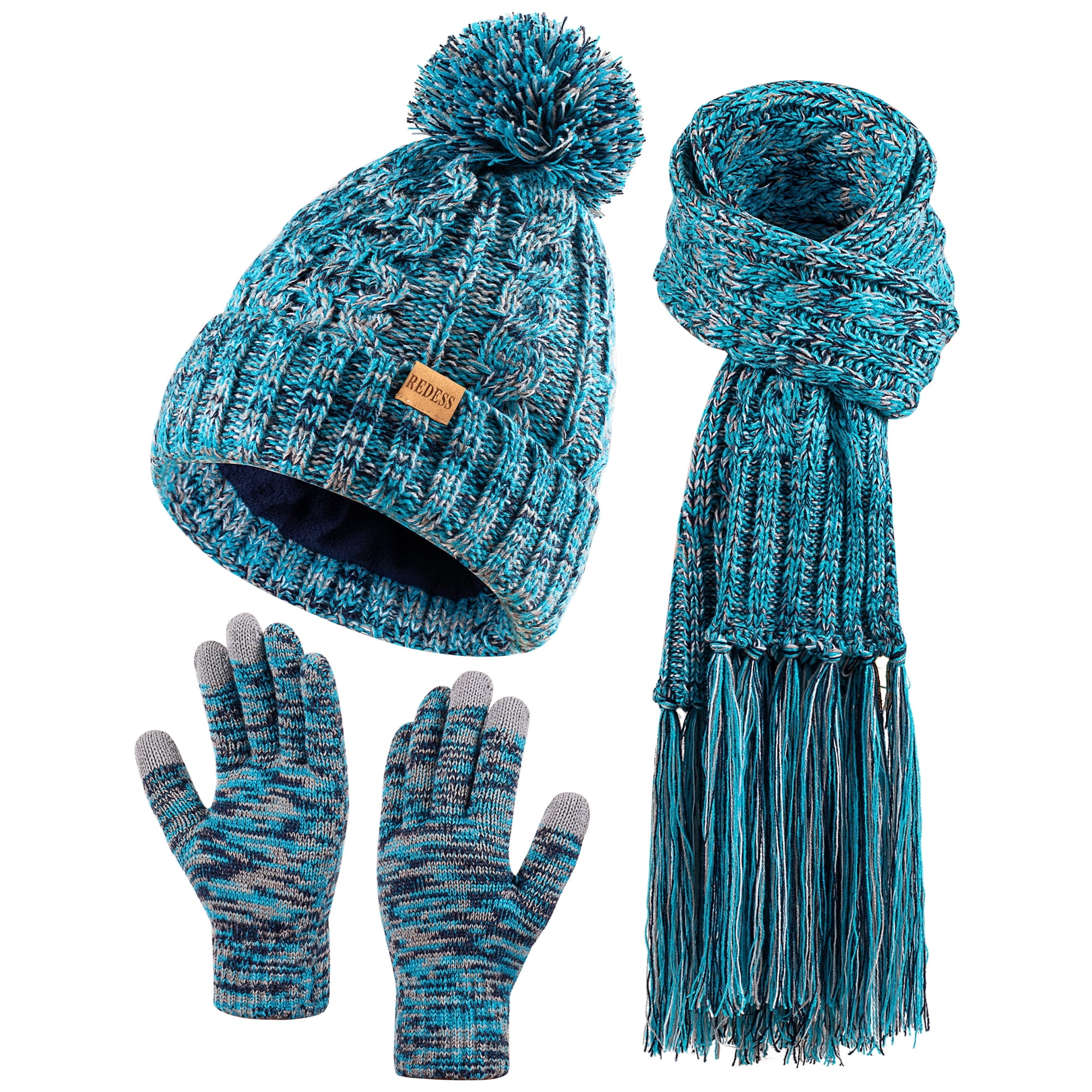 REDESS Womens Winter Hats Beanie Scarf & Gloves Sets for Women-Lake ...