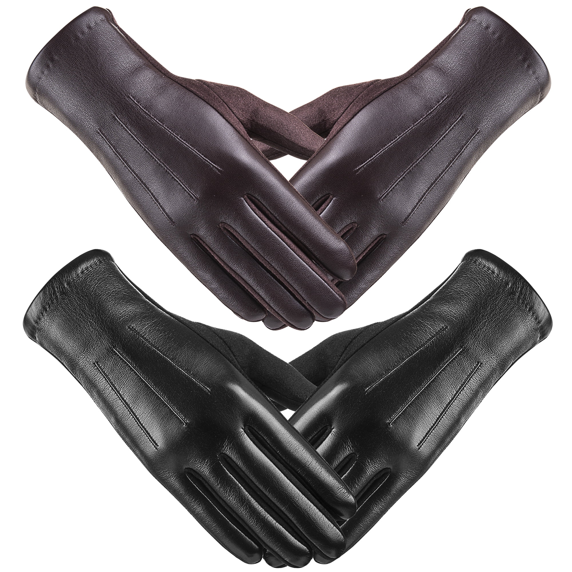 REDESS Women's Winter Warm Leather & Suede Mittens with Touch Screen ...