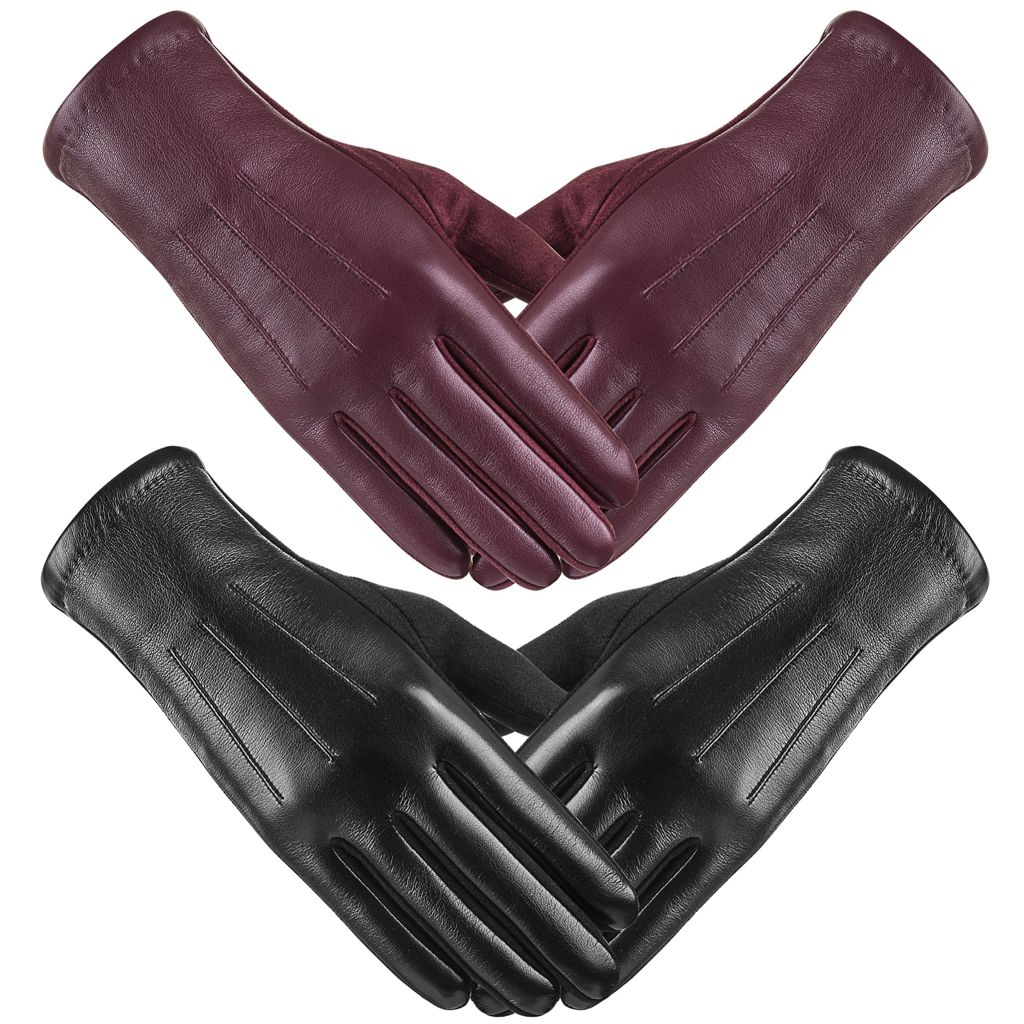 REDESS Women Winter Leather Mitten Gloves with Intelligent Touch Screen ...