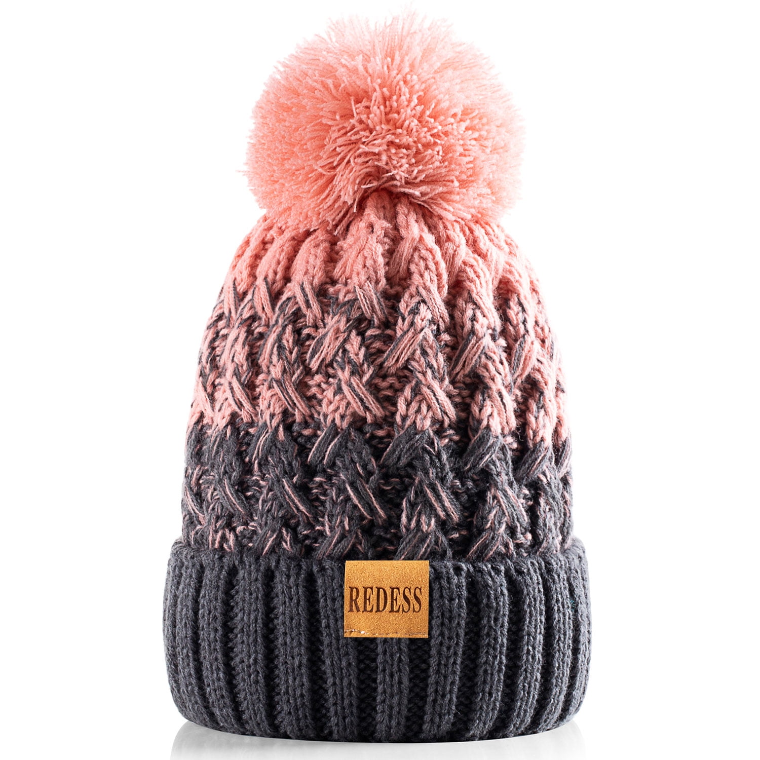 REDESS Women's Winter Pompom Beanie Hat for Women and Girl-Mix Pink ...