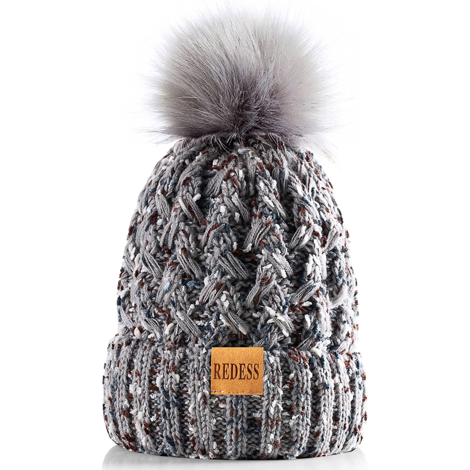 REDESS Women's Winter Pompom Beanie Hat for Women and Girl-Mix Light ...