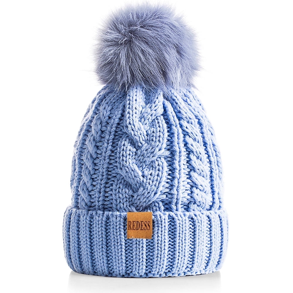 REDESS Women Winter Pompom Beanie Hat with Warm Fleece Lined, Thick ...