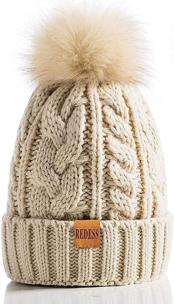 Walmart Black Friday Deals 2025 - REDESS Women's Cold Weather Pompom Beanie Hat, Warm Fleece ...