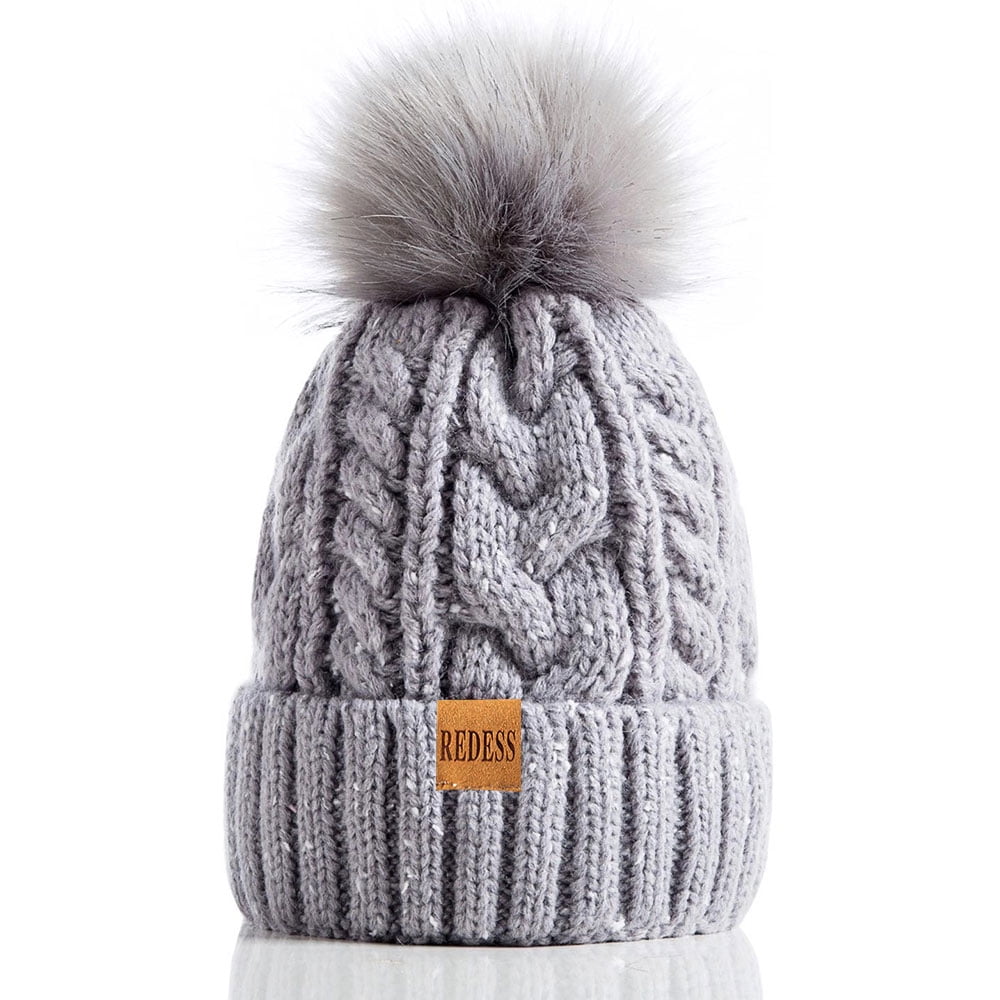 REDESS Women Winter Pompom Beanie Hat with Warm Fleece Lined, Thick ...
