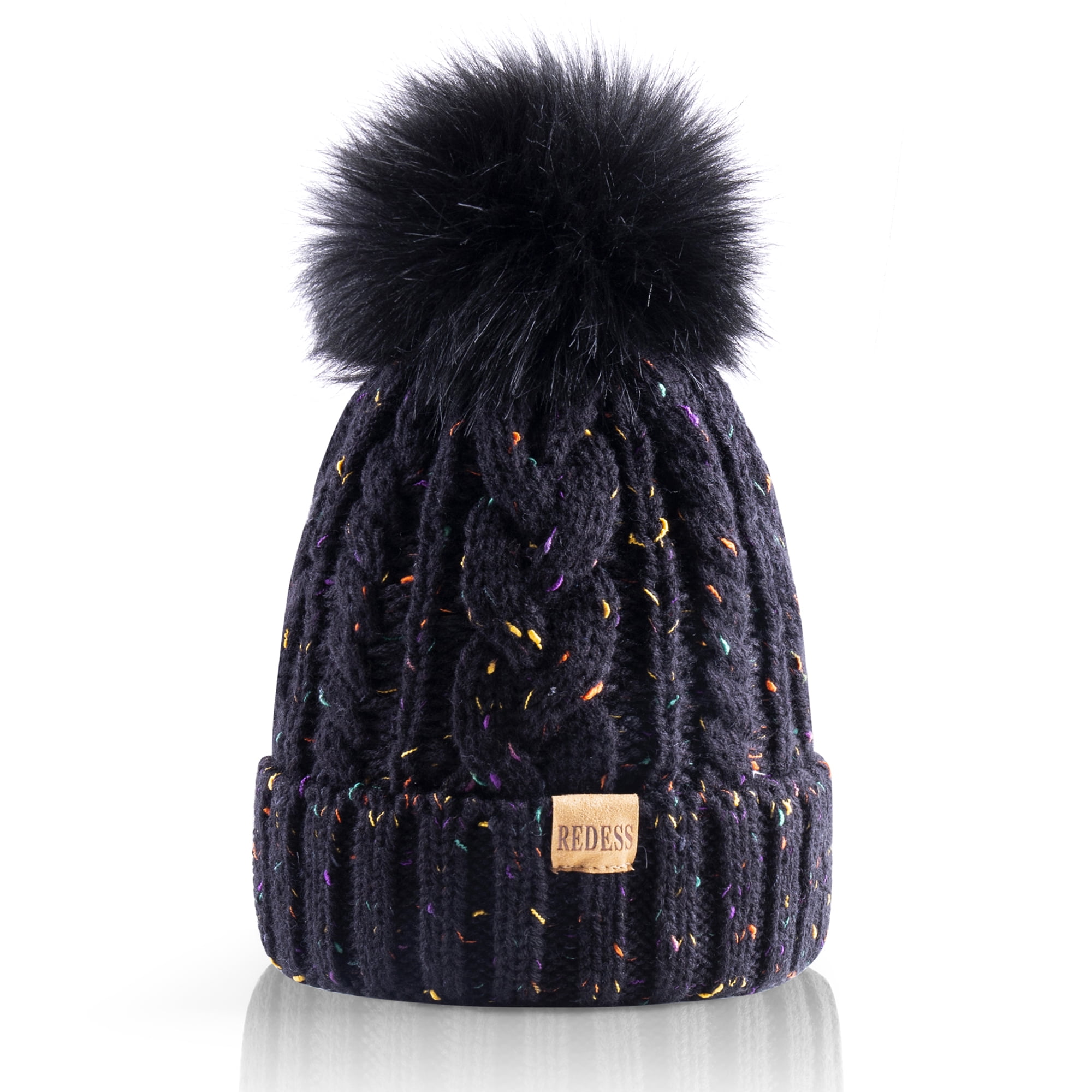 REDESS Women Winter Pompom Beanie Hat with Warm Fleece Lined, Thick ...